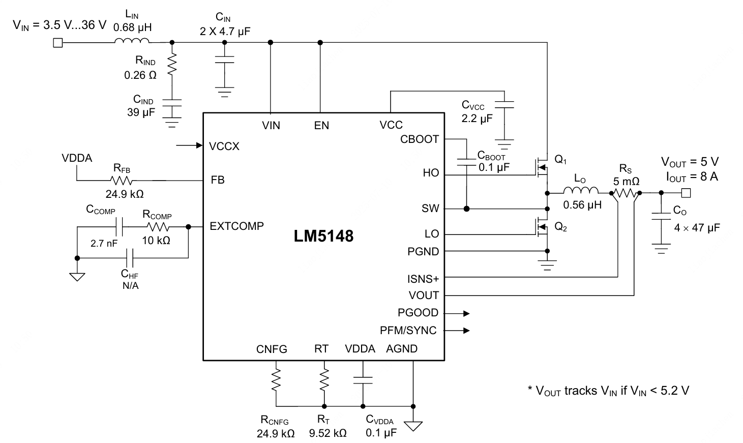 基于LM5148RGYR的(3)3A以上(大电流)的DCDC降压方案设计方案参考-立创商城