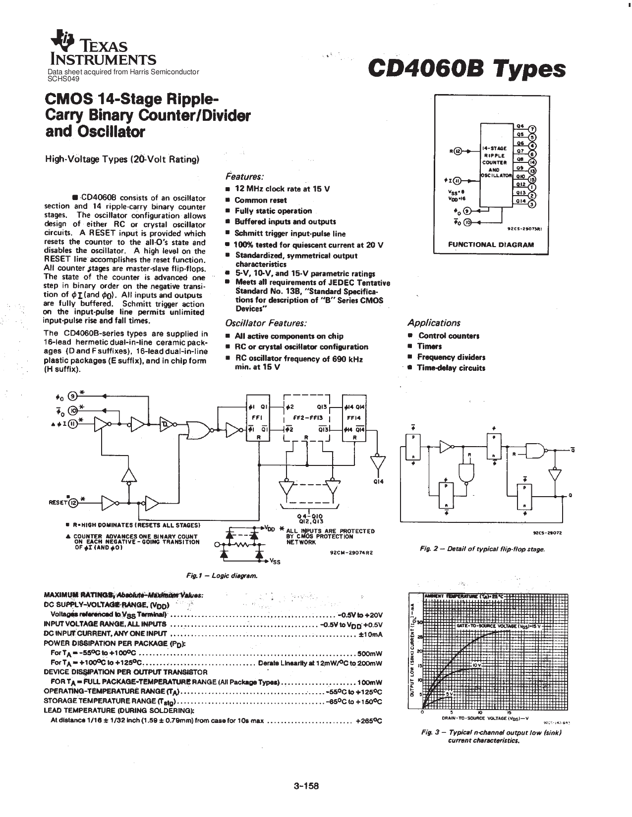 CD4060BE_（TI(德州仪器)）CD4060BE中文资料_价格_PDF手册-立创电子商城