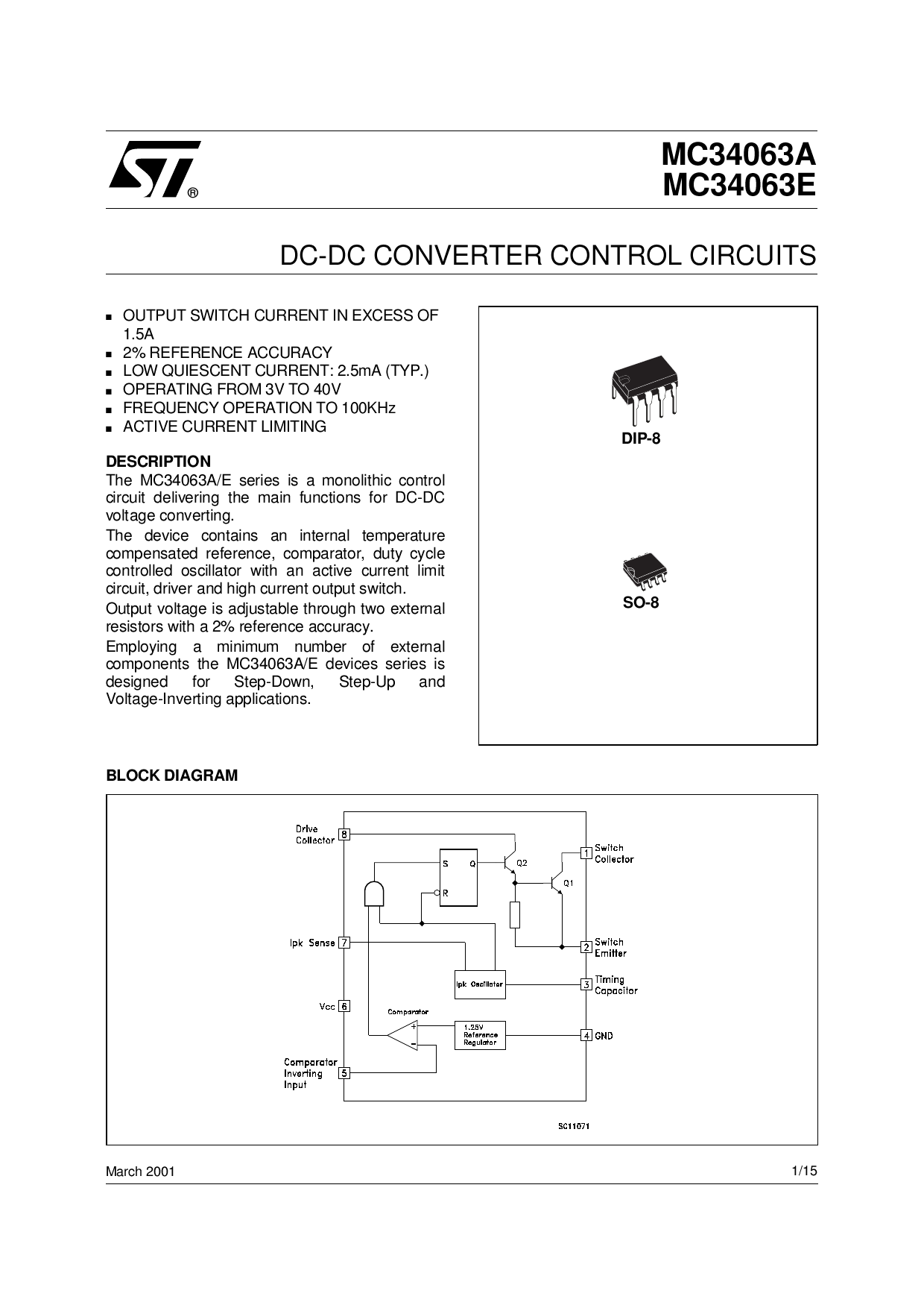MC34063ECN_（ST(意法半导体)）MC34063ECN中文资料_价格_PDF手册-立创电子商城