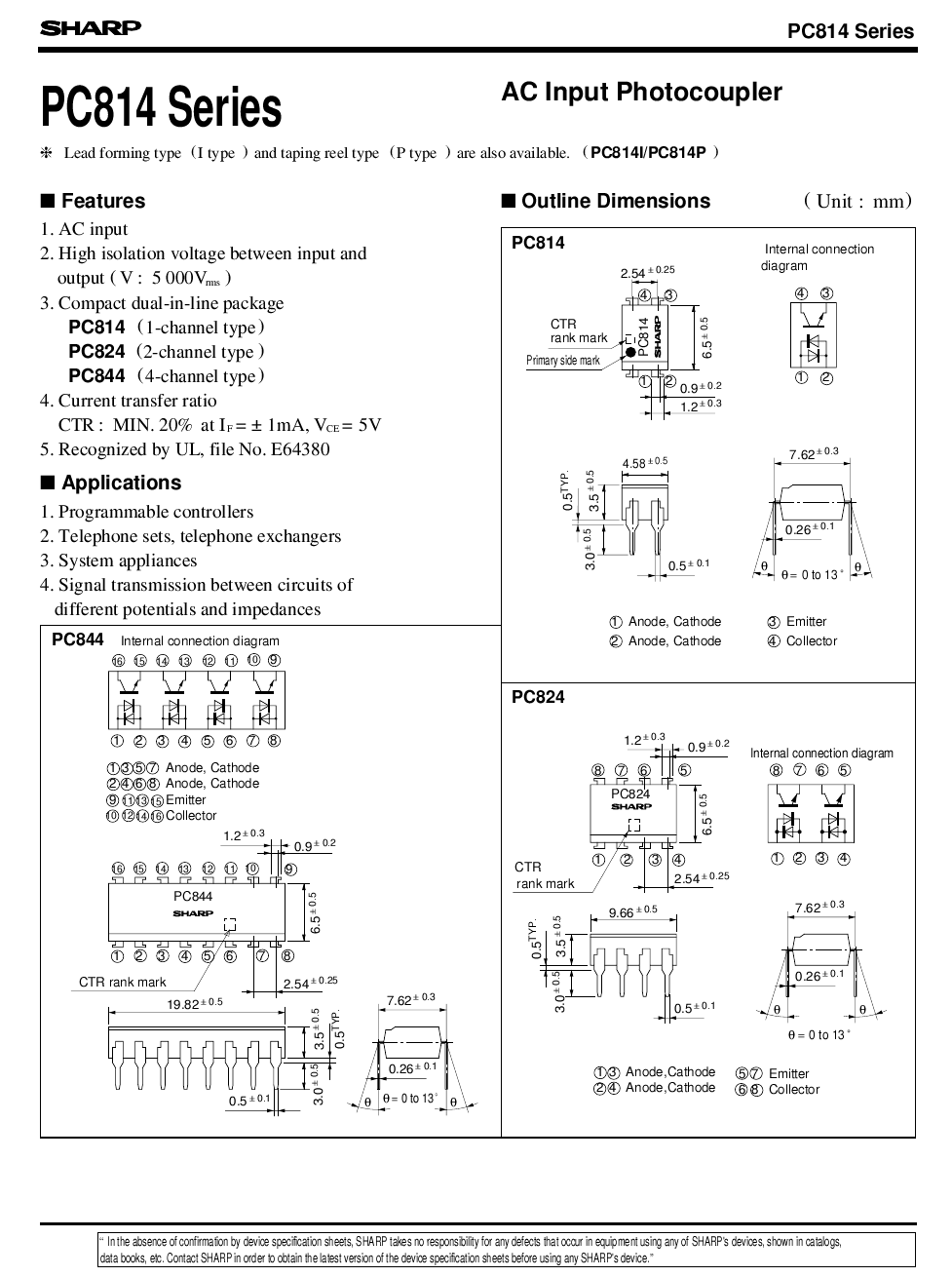 PC814A_（SHARP(夏普)）PC814A中文资料_价格_PDF手册-立创电子商城