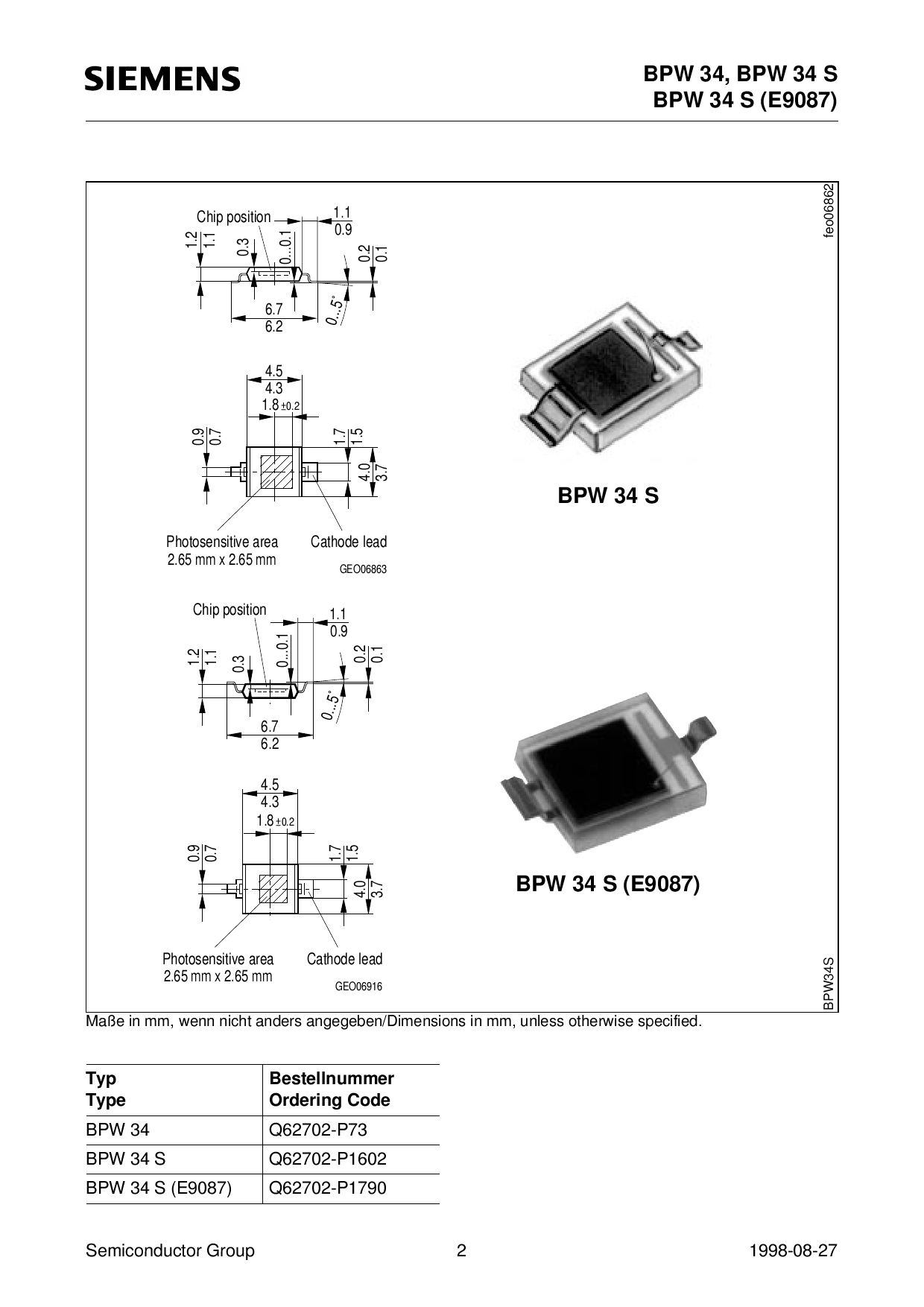 BPW34_（SIEMENS(德国西门子)）BPW34中文资料_价格_PDF手册-立创电子商城