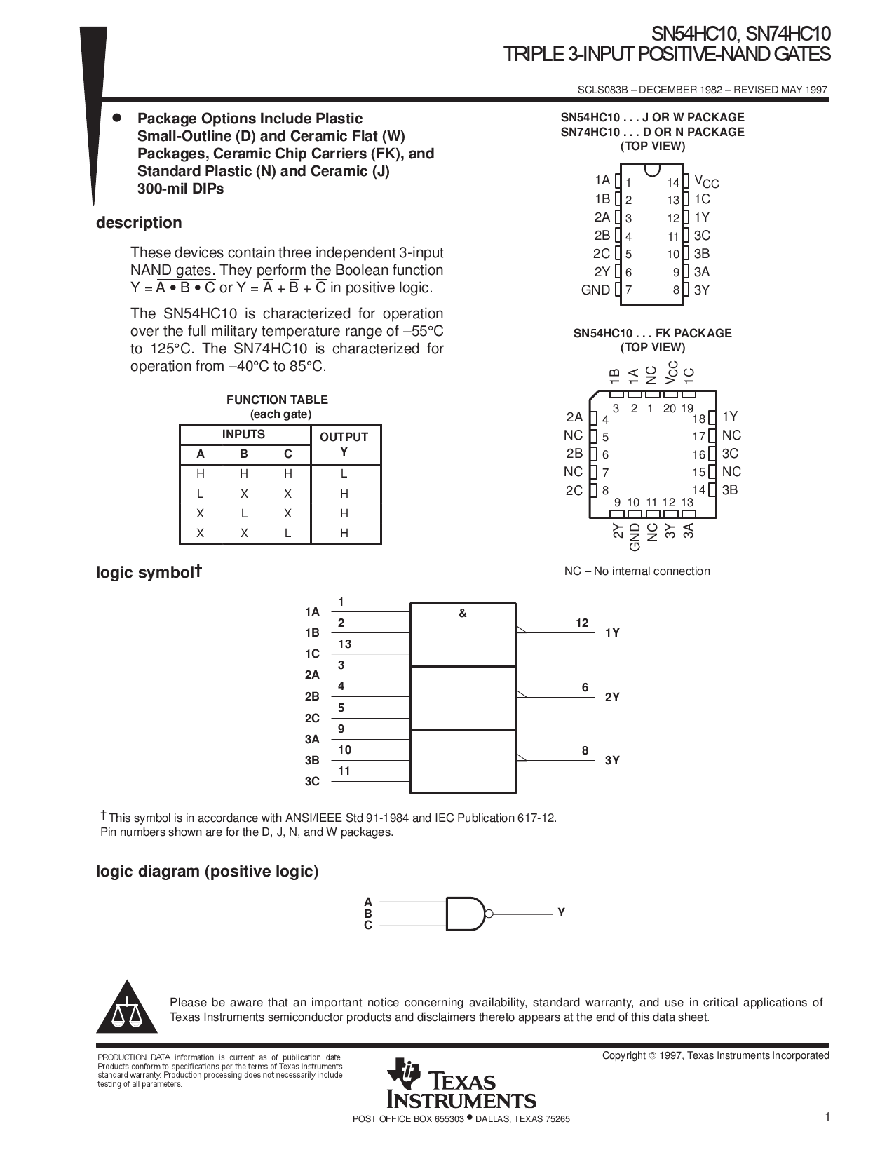 SN74HC10N_（TI(德州仪器)）SN74HC10N中文资料_价格_PDF手册-立创电子商城