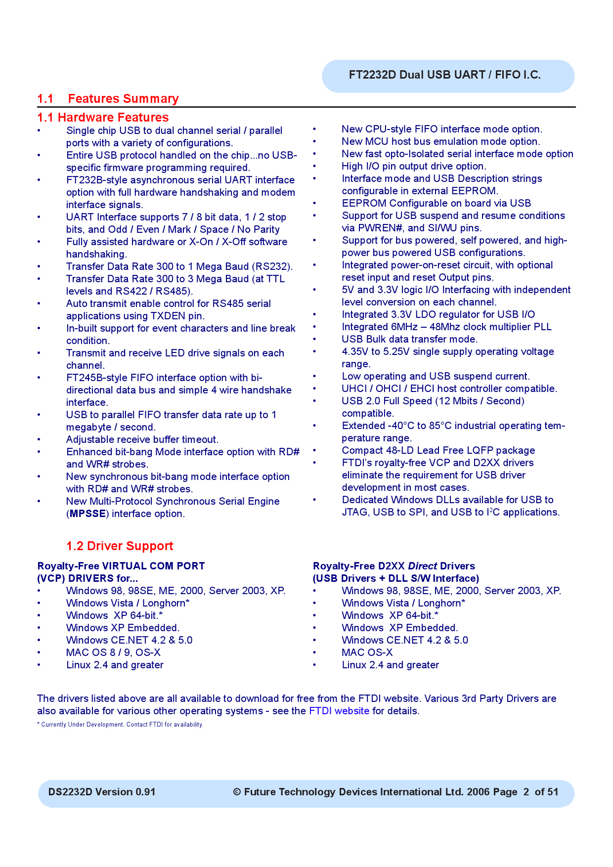 FT2232D_（FTDI(飞特帝亚)）FT2232D中文资料_价格_PDF手册-立创电子商城