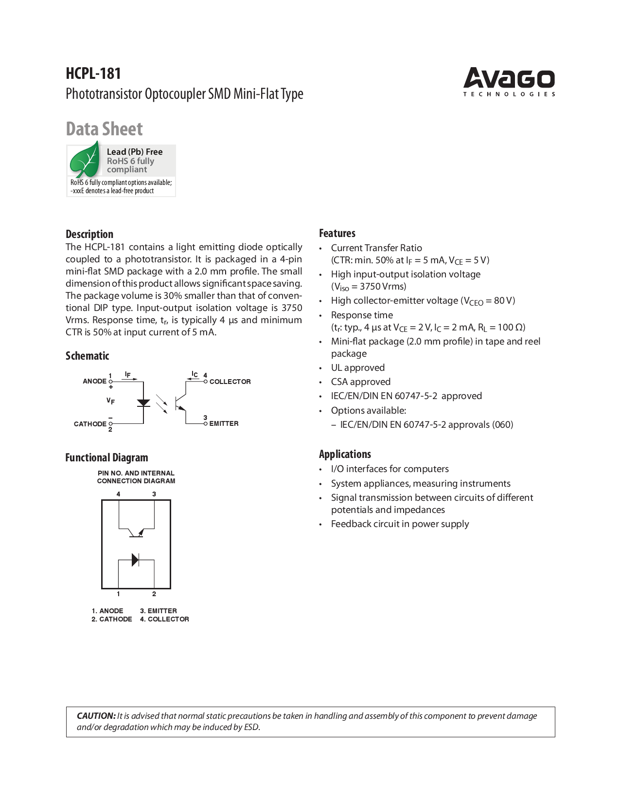 HCPL-181-00BE_（AVAGO(安华高)）HCPL-181-00BE中文资料_价格_PDF手册-立创电子商城