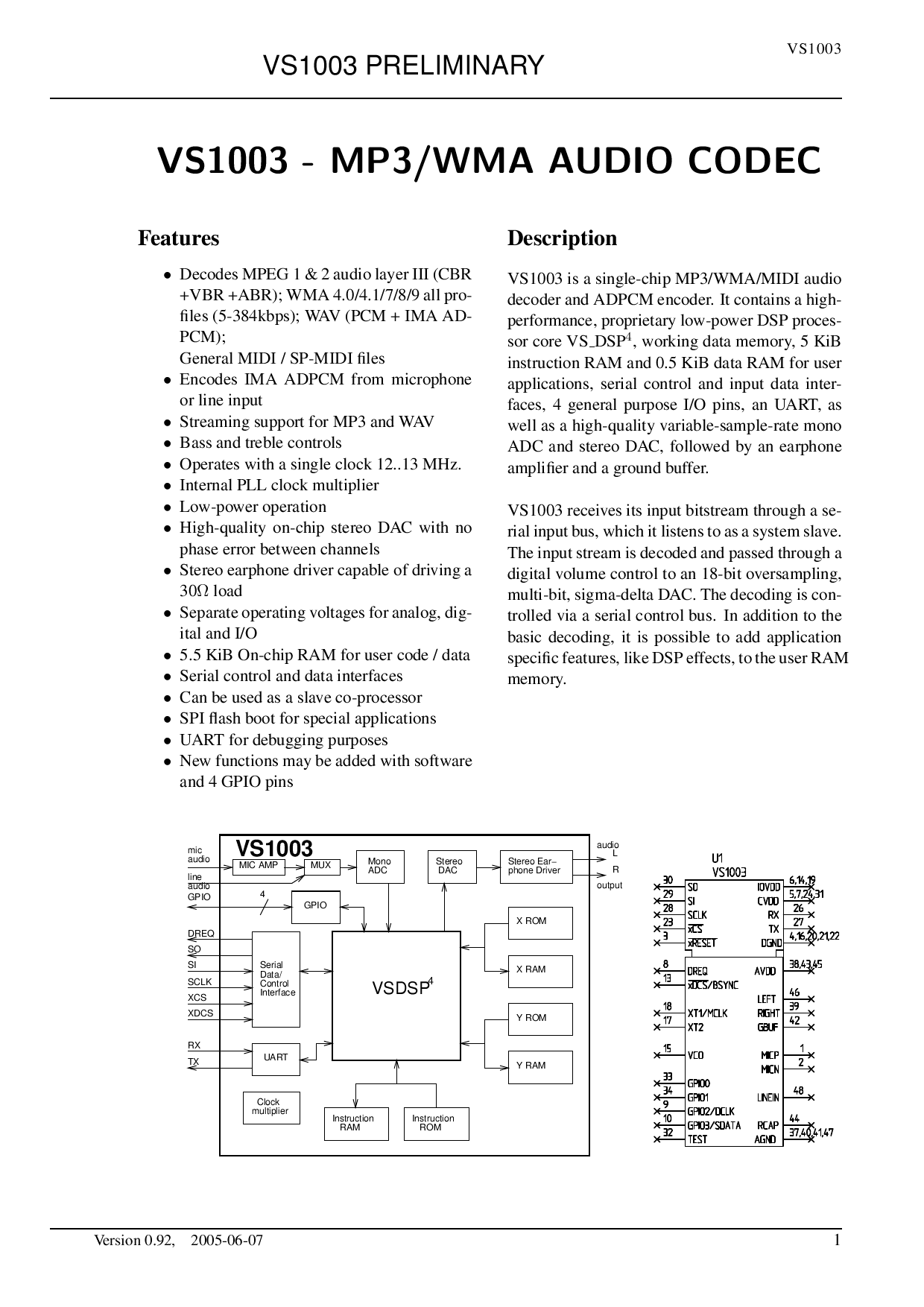 VS1003B-L_（VLSI）VS1003B-L中文资料_价格_PDF手册-立创电子商城