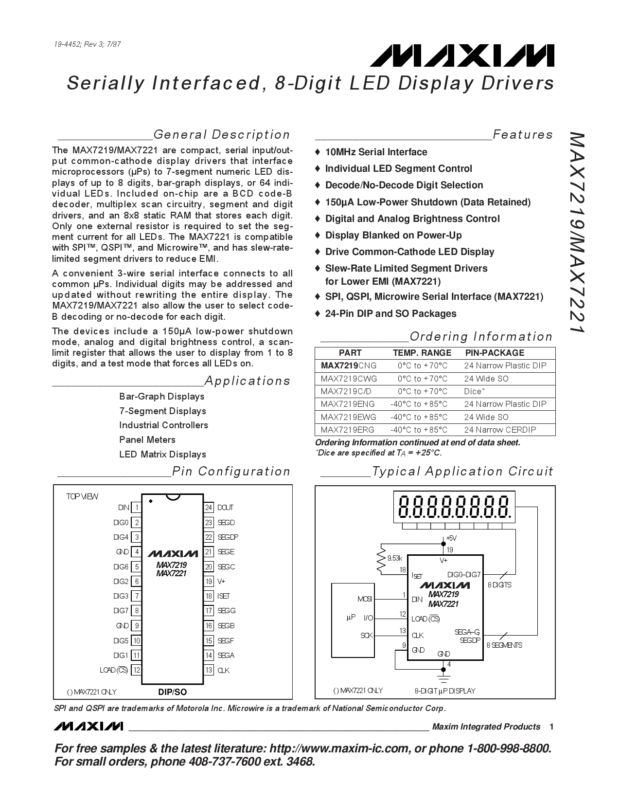 MAX7219CWG+T_（MAXIM(美信)）MAX7219CWG+T中文资料_价格_PDF手册-立创电子商城