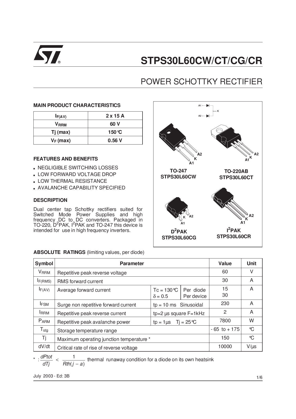 STPS30L60CT_（ST(意法半导体)）STPS30L60CT中文资料_价格_PDF手册-立创电子商城