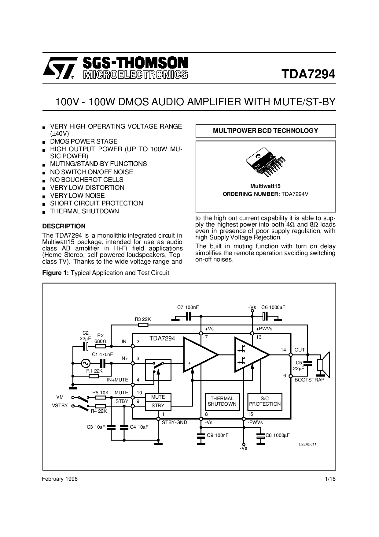 TDA7294V_（ST(意法半导体)）TDA7294V中文资料_价格_PDF手册-立创电子商城