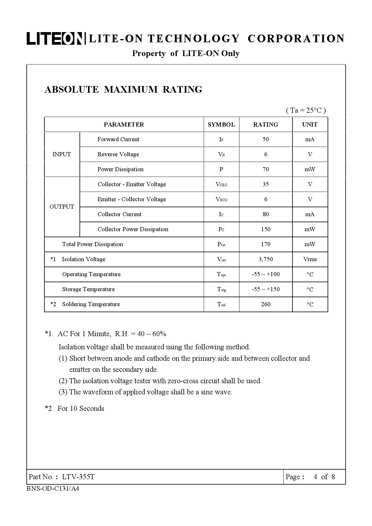 LTV-355T_（LITEON(台湾光宝)）LTV-355T中文资料_价格_PDF手册-立创电子商城