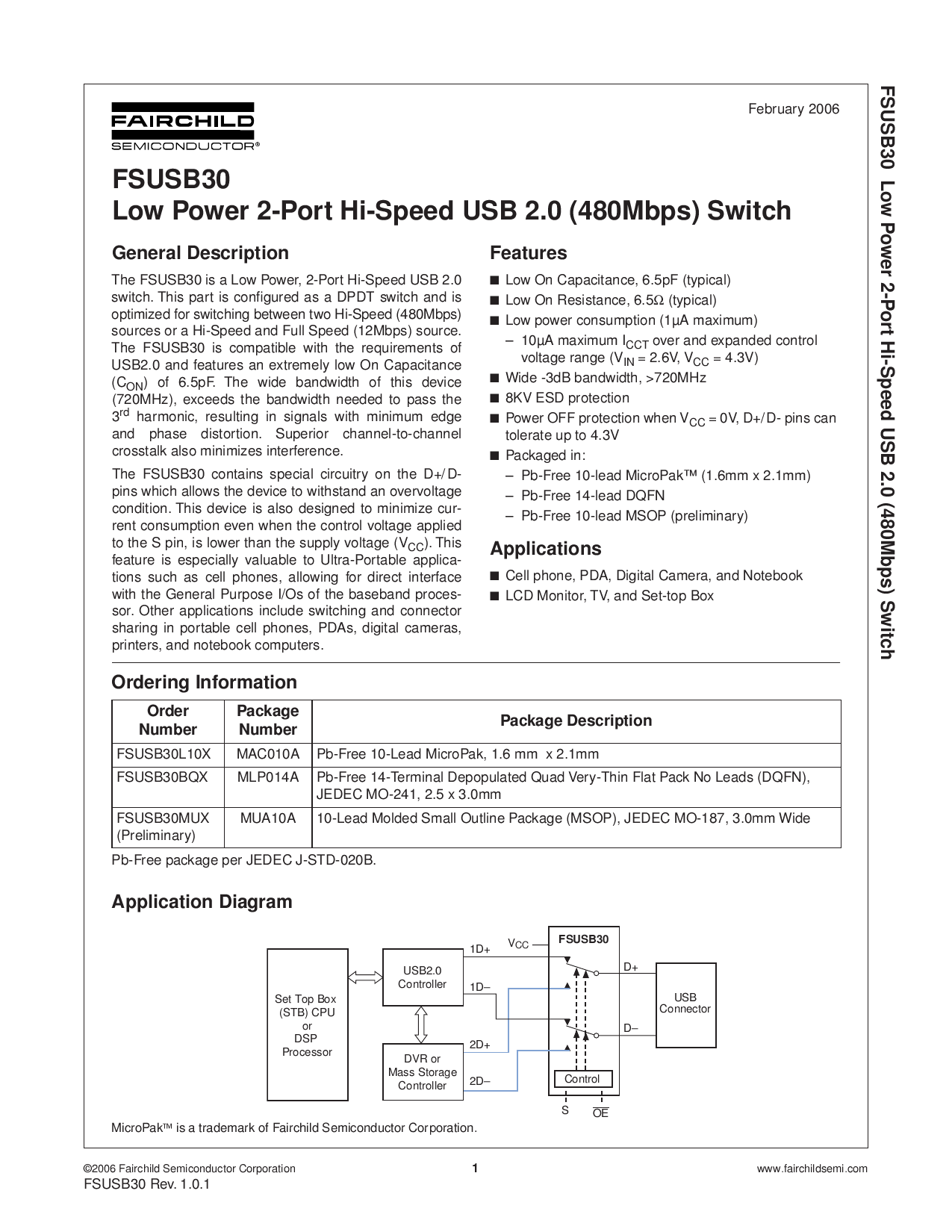 FSUSB30MUX_（onsemi(安森美)）FSUSB30MUX中文资料_价格_PDF手册-立创电子商城