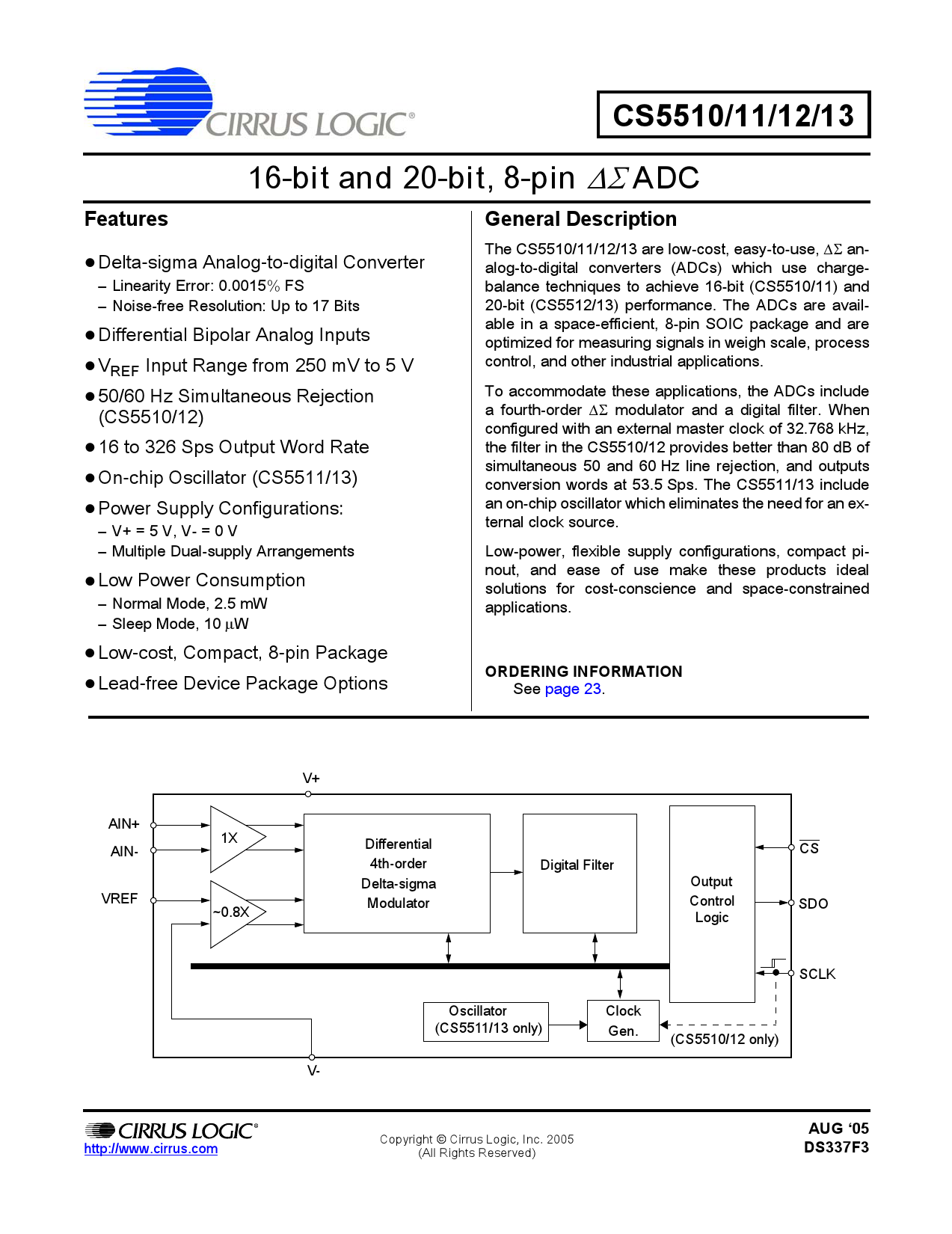 CS5513-BSZ_（Cirrus Logic(凌云)）CS5513-BSZ中文资料_价格_PDF手册-立创电子商城