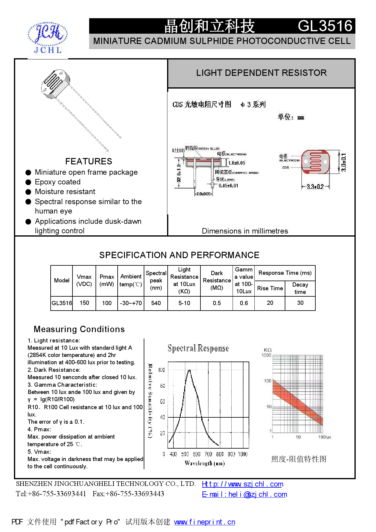 GL3516（5-10K）_（JCHL(晶创和立)）GL3516（5-10K）中文资料_价格_PDF手册-立创电子商城