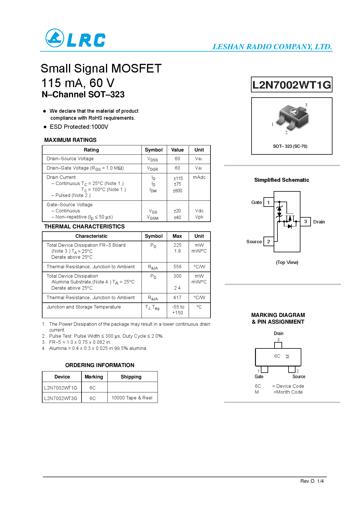 L2N7002WT1G_（LRC(乐山无线电)）L2N7002WT1G中文资料_价格_PDF手册-立创电子商城