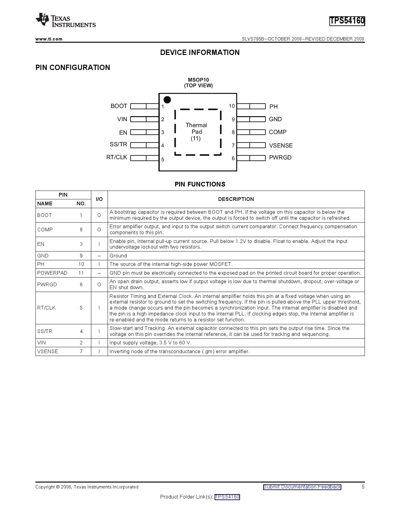 TPS54160DGQR_（TI(德州仪器)）TPS54160DGQR中文资料_价格_PDF手册-立创电子商城