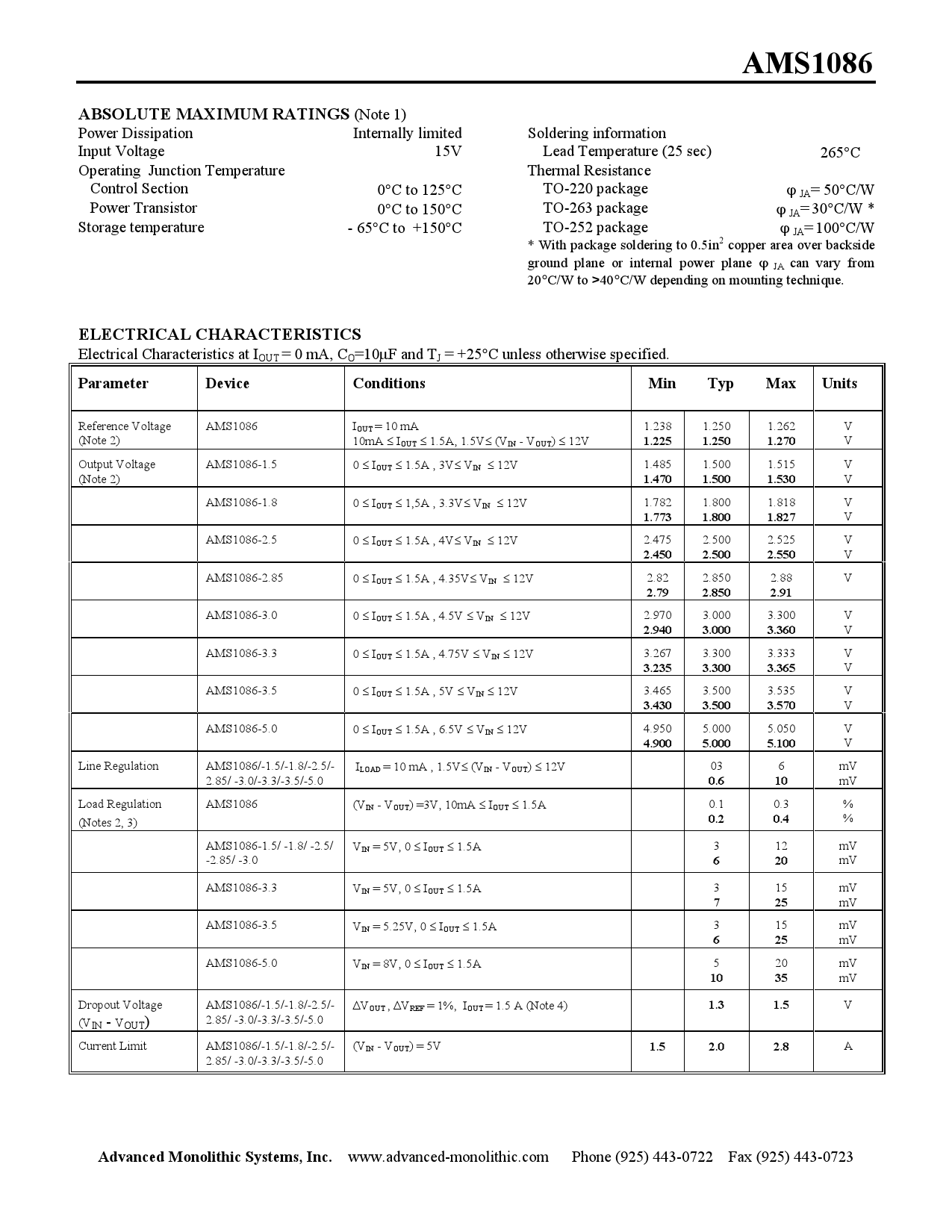AMS1086CD-3.3_（AMS）AMS1086CD-3.3中文资料_价格_PDF手册-立创电子商城