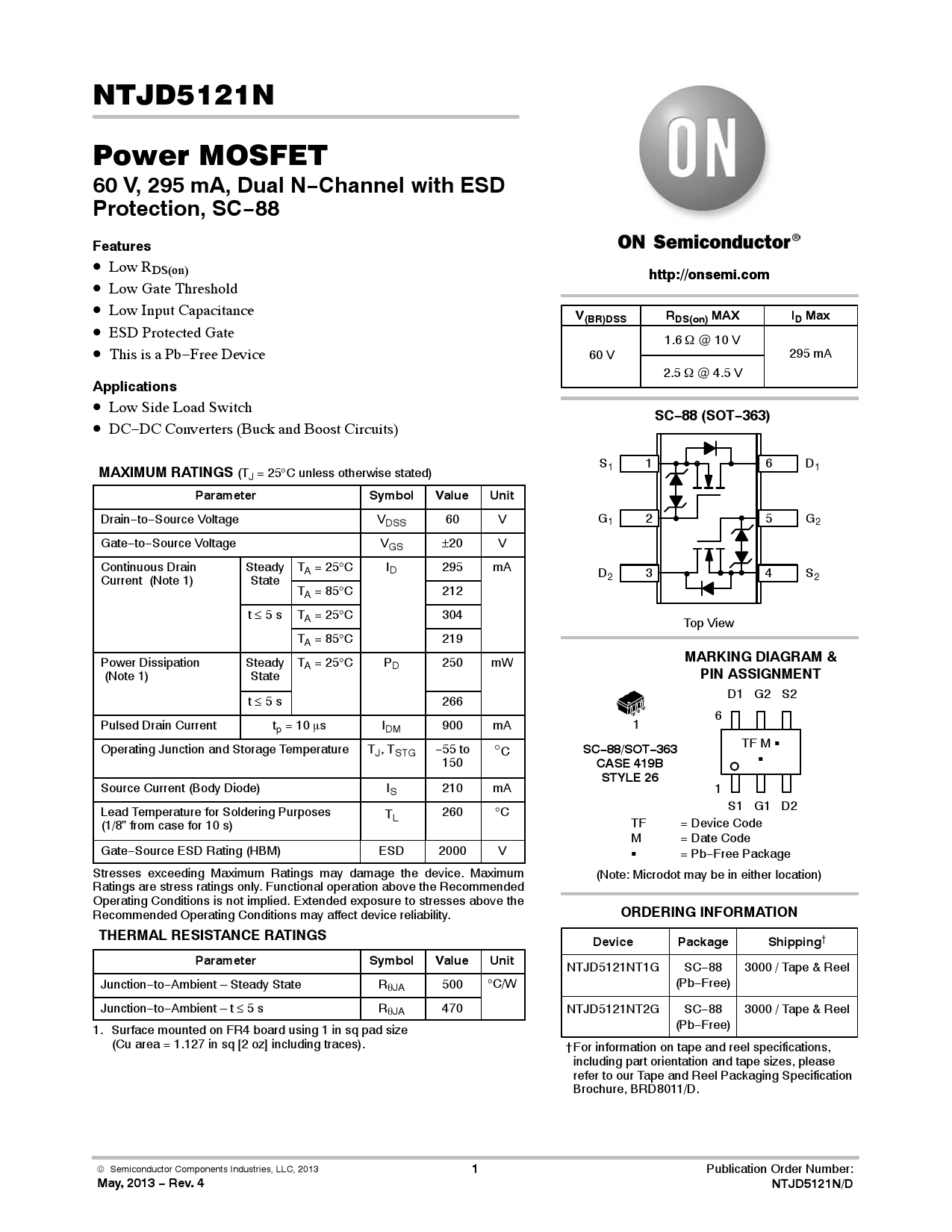 NTJD5121NT1G_（onsemi(安森美)）NTJD5121NT1G中文资料_价格_PDF手册-立创电子商城