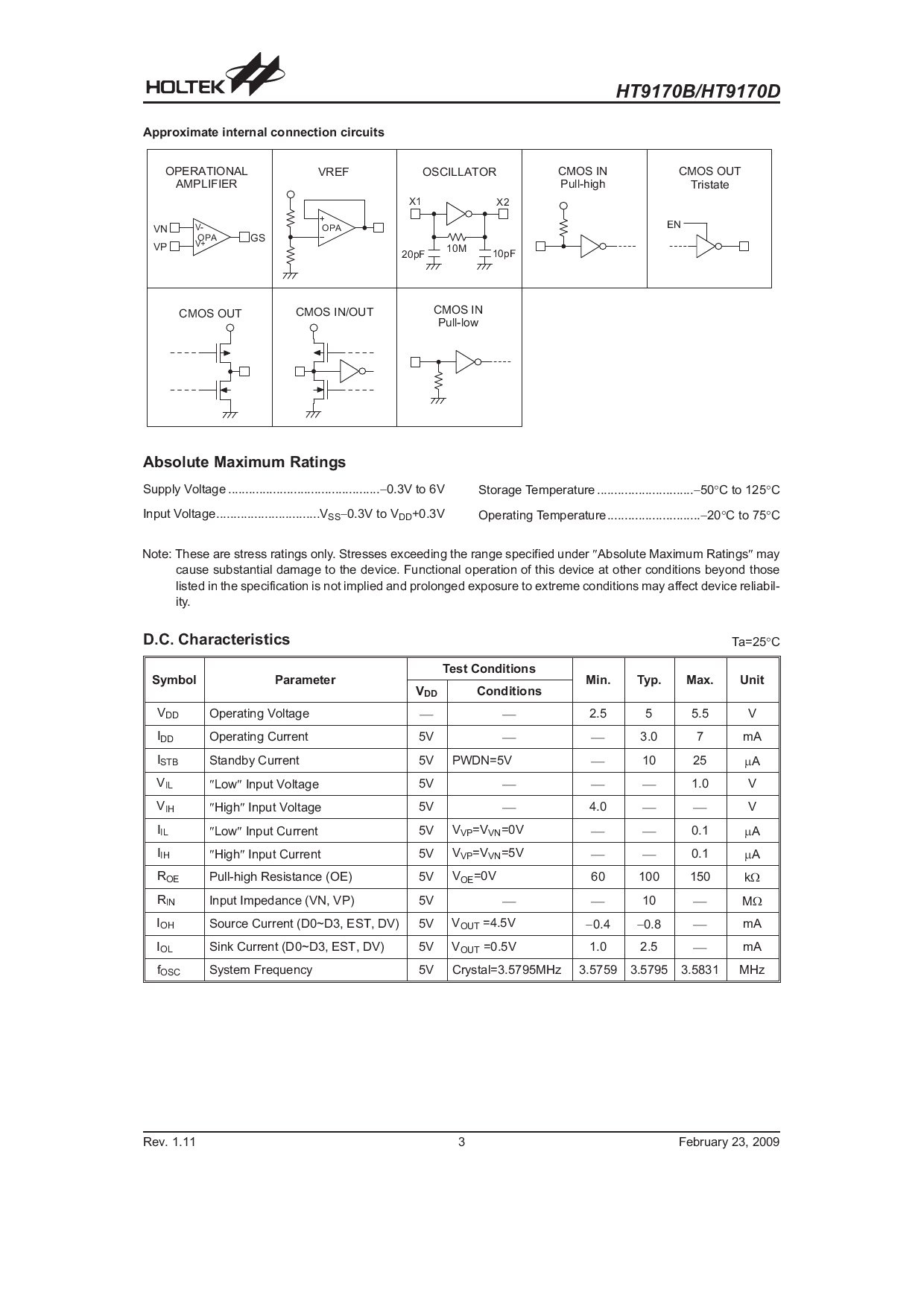 HT9170D_（HOLTEK(台湾合泰/盛群)）HT9170D中文资料_价格_PDF手册-立创电子商城