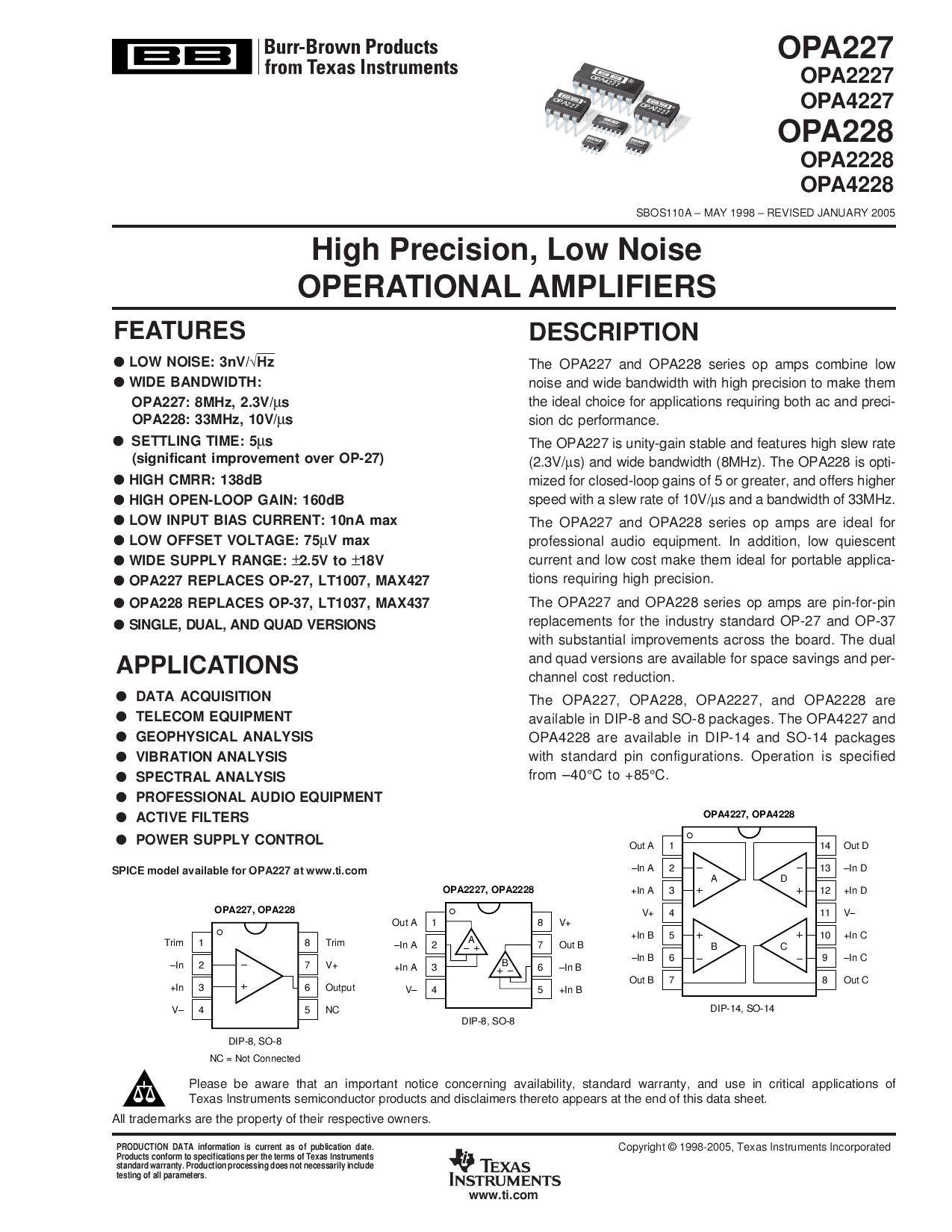 OPA2227UA/2K5_（TI(德州仪器)）OPA2227UA/2K5中文资料_价格_PDF手册-立创电子商城