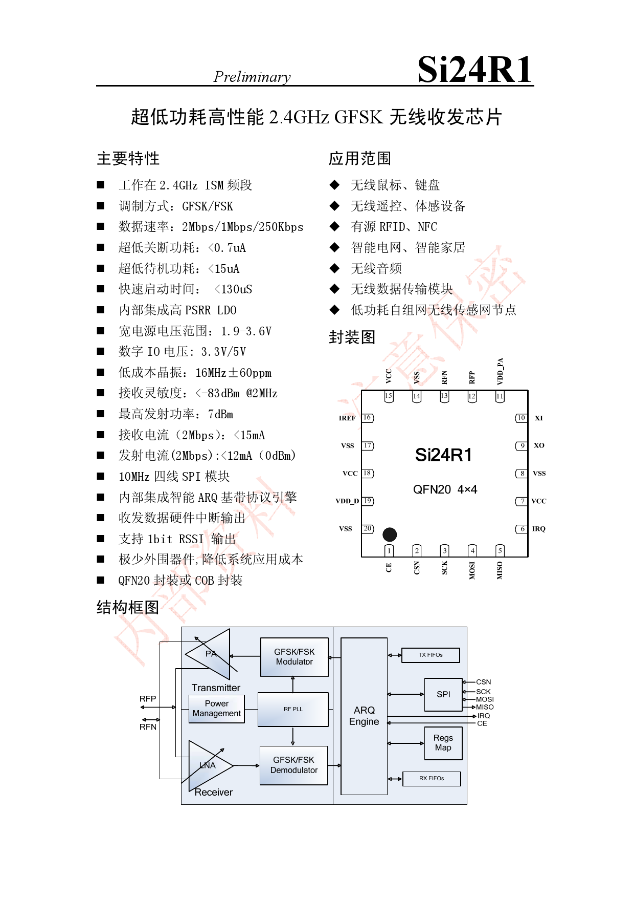 Si24R1_（南京中科微）Si24R1中文资料_价格_PDF手册-立创电子商城