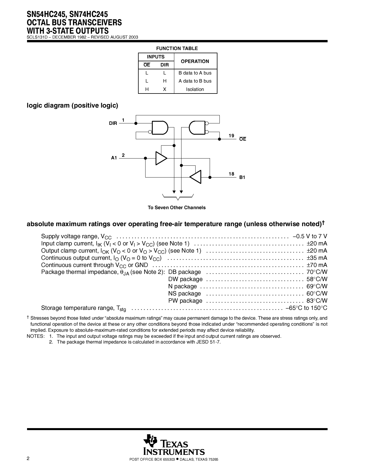 SN74HC245N_（TI(德州仪器)）SN74HC245N中文资料_价格_PDF手册-立创电子商城