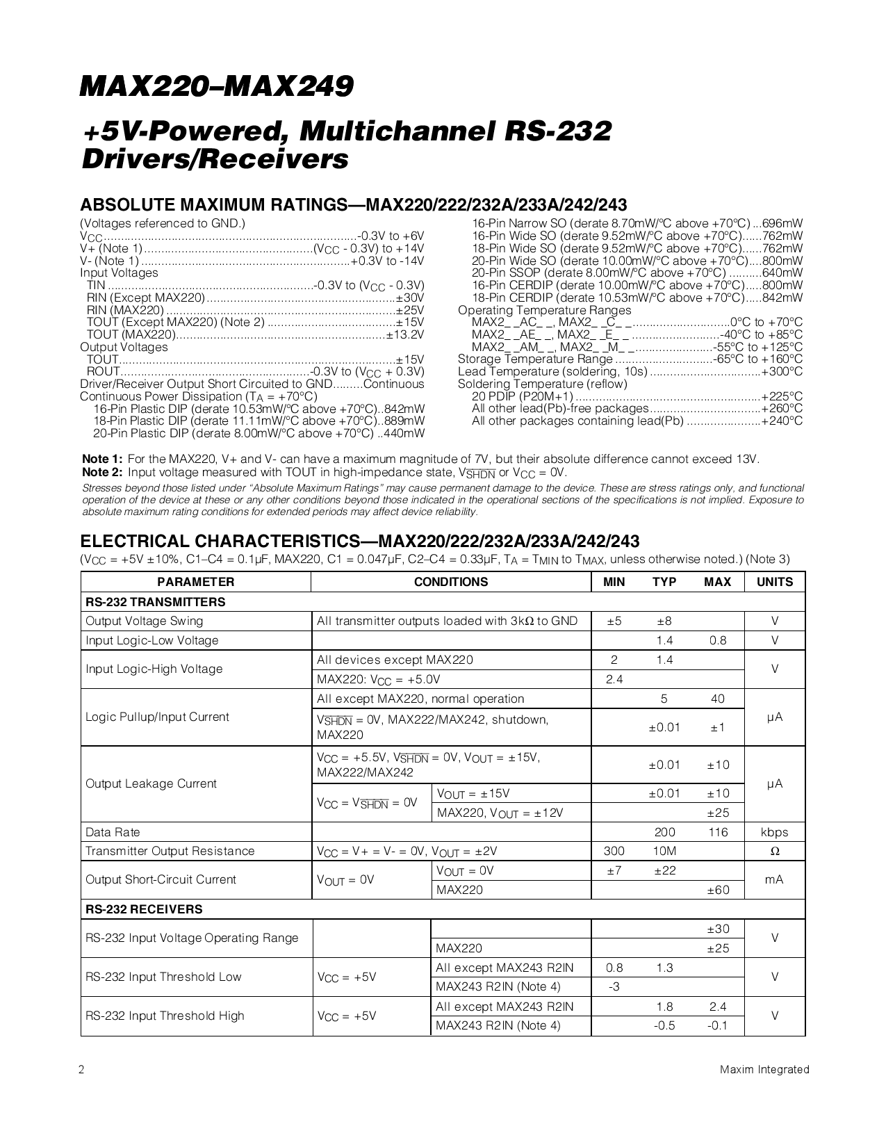 MAX232ESE+T_（MAXIM(美信)）MAX232ESE+T中文资料_价格_PDF手册-立创电子商城
