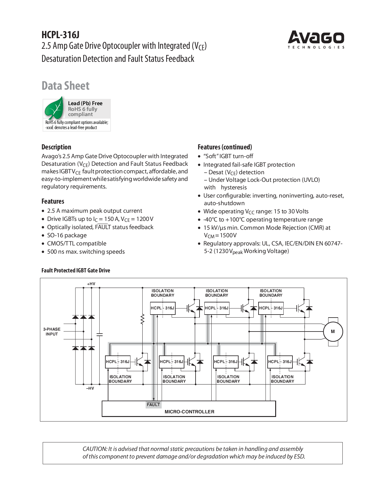 HCPL-316J-500E_（AVAGO(安华高)）HCPL-316J-500E中文资料_价格_PDF手册-立创电子商城