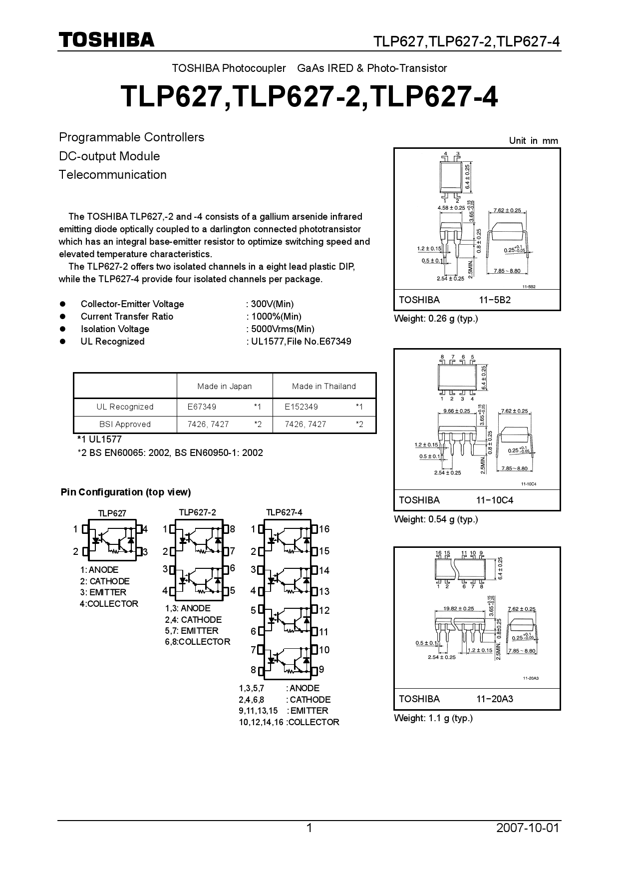 TLP627(TP1,F)_（TOSHIBA(东芝)）TLP627(TP1,F)中文资料_价格_PDF手册-立创电子商城