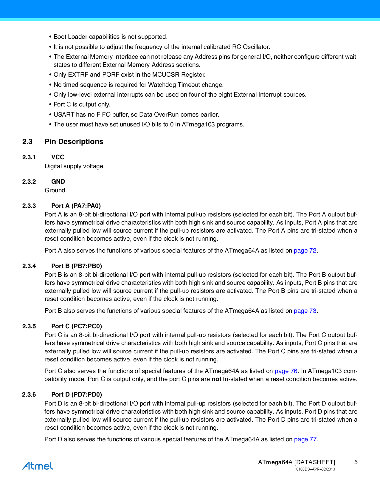 ATMEGA64A-AU_（MICROCHIP(美国微芯)）ATMEGA64A-AU中文资料_价格_PDF手册-立创电子商城