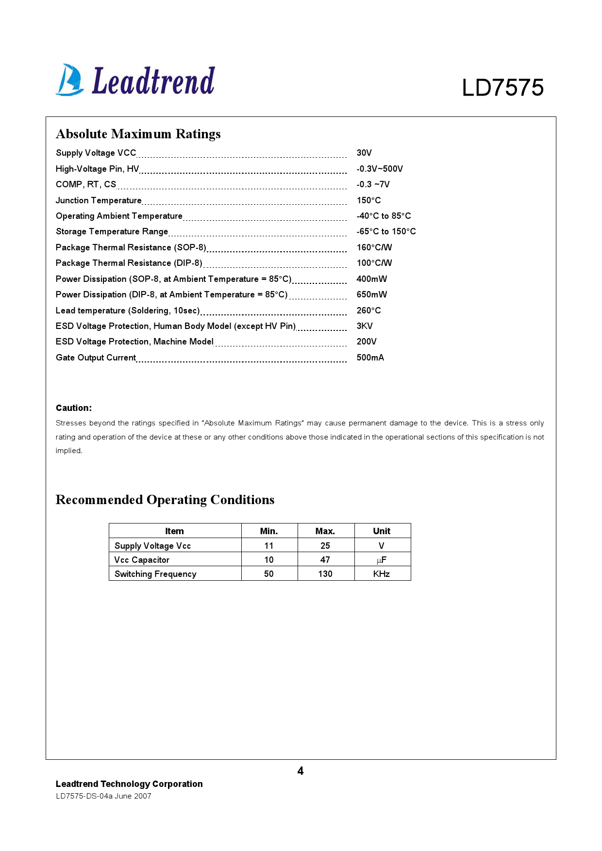 LD7575PS_（Leadtrend(通嘉科技)）LD7575PS中文资料_价格_PDF手册-立创电子商城