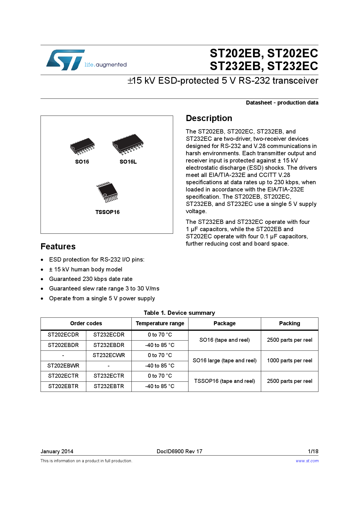 ST232EBDR_（ST(意法半导体)）ST232EBDR中文资料_价格_PDF手册-立创电子商城