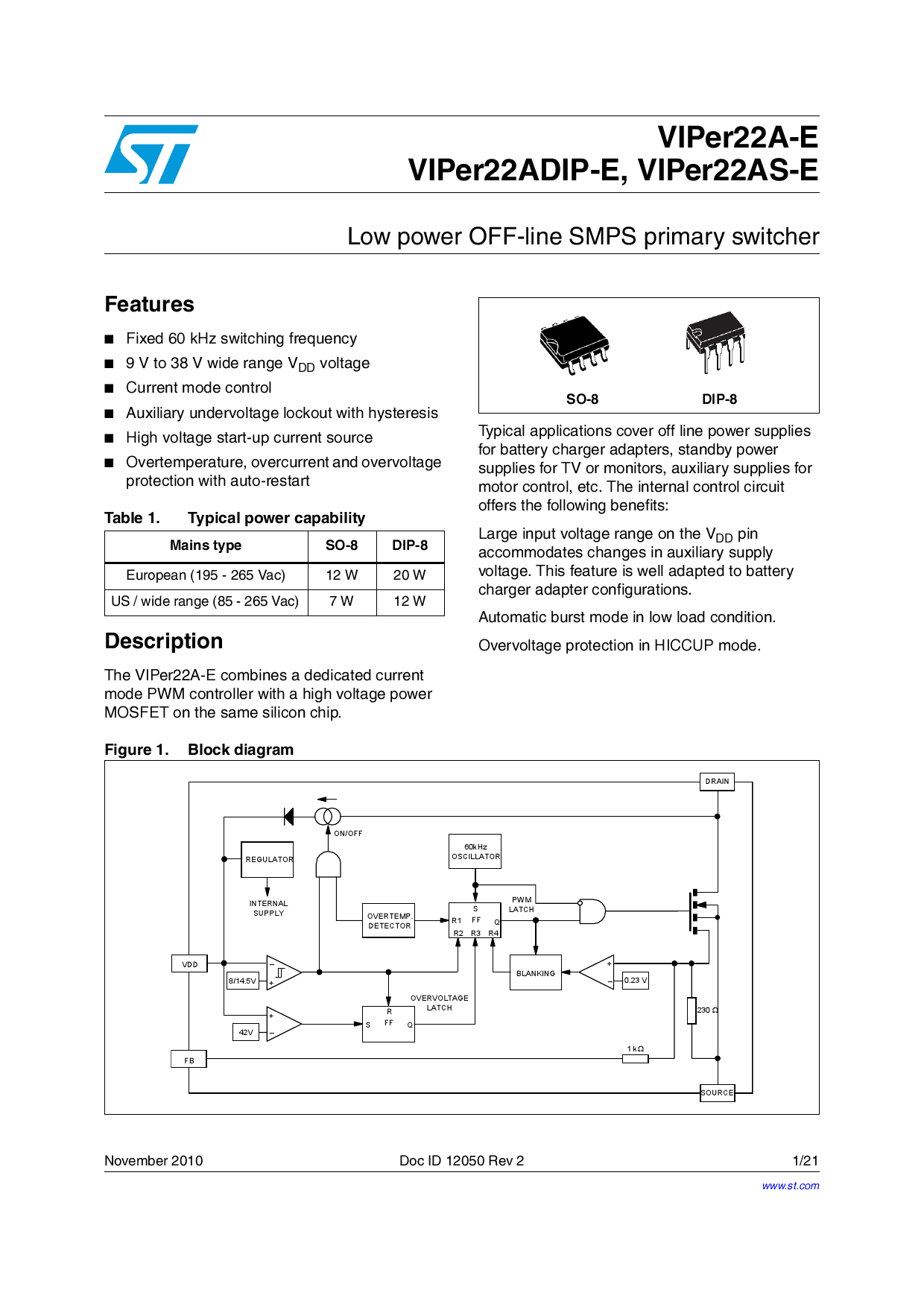 VIPER22ASTR-E_（ST(意法半导体)）VIPER22ASTR-E中文资料_价格_PDF手册-立创电子商城