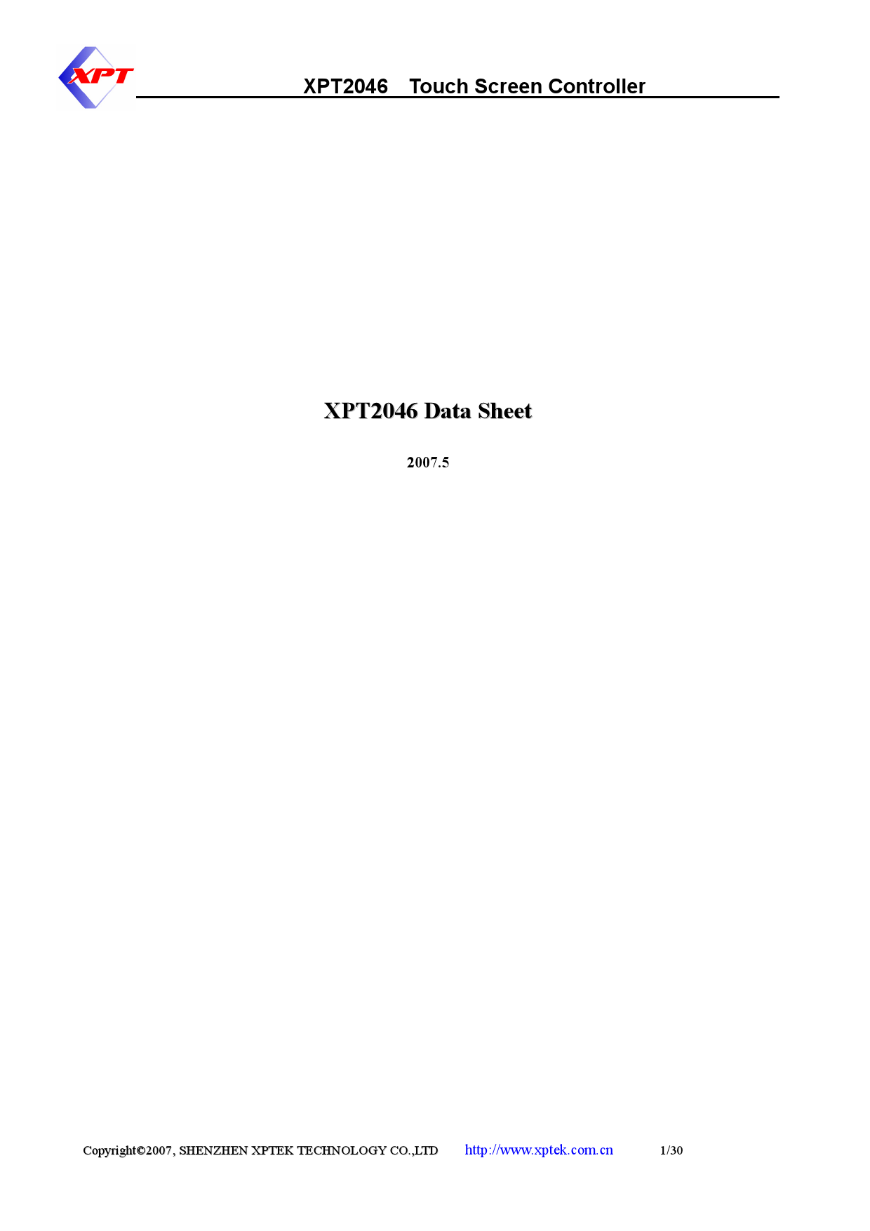 XPT2046_（XPT(矽普特)）XPT2046中文资料_价格_PDF手册-立创电子商城