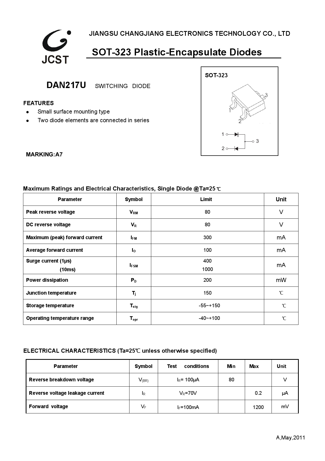 DAN217U_（CJ（江苏长电/长晶））DAN217U中文资料_价格_PDF手册-立创电子商城