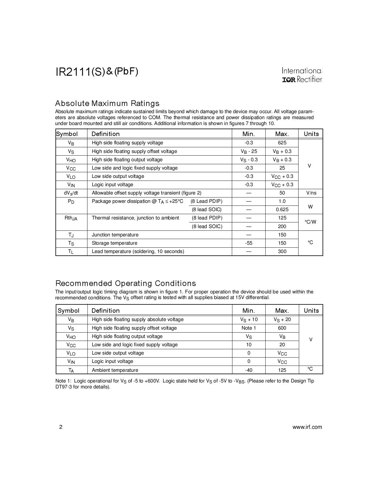IR2111_（Infineon(英飞凌)）IR2111中文资料_价格_PDF手册-立创电子商城