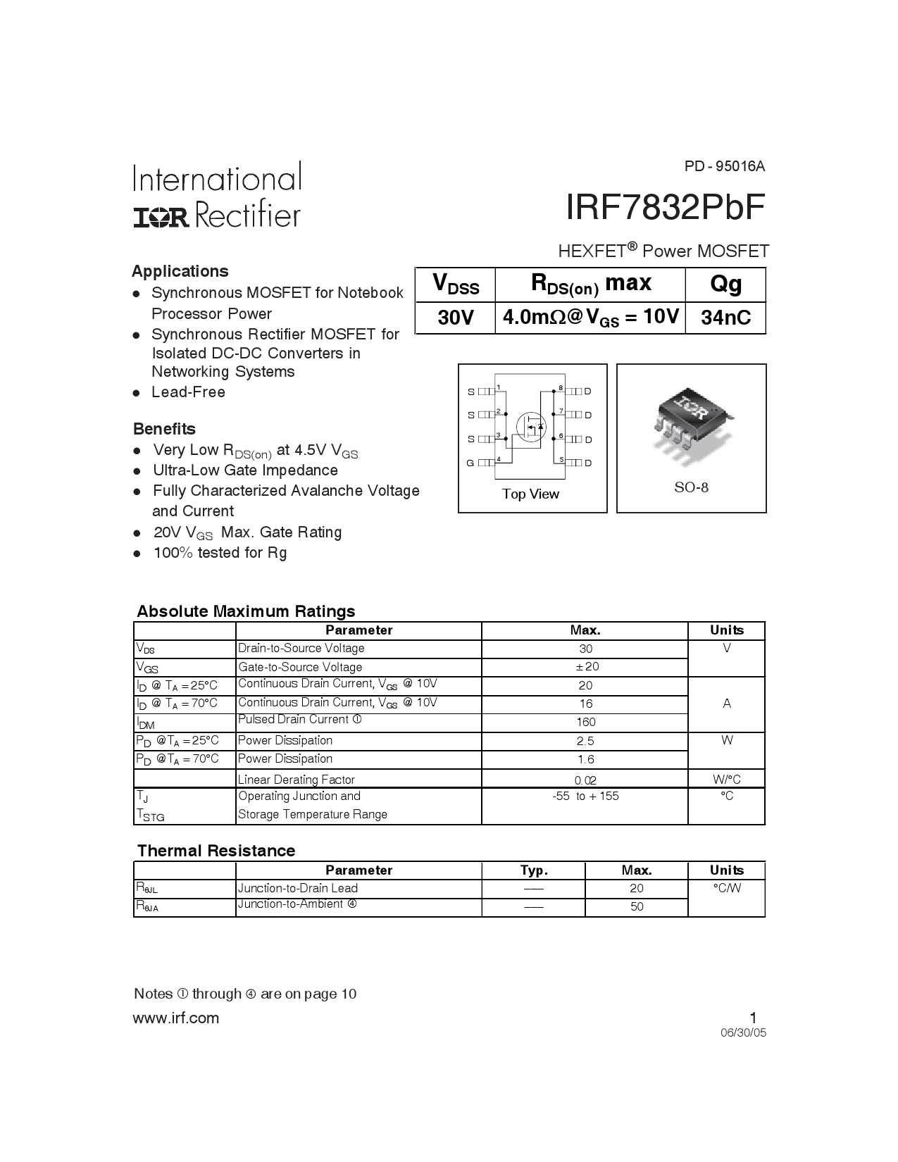 IRF7832TRPBF_（Infineon(英飞凌)）IRF7832TRPBF中文资料_价格_PDF手册-立创电子商城