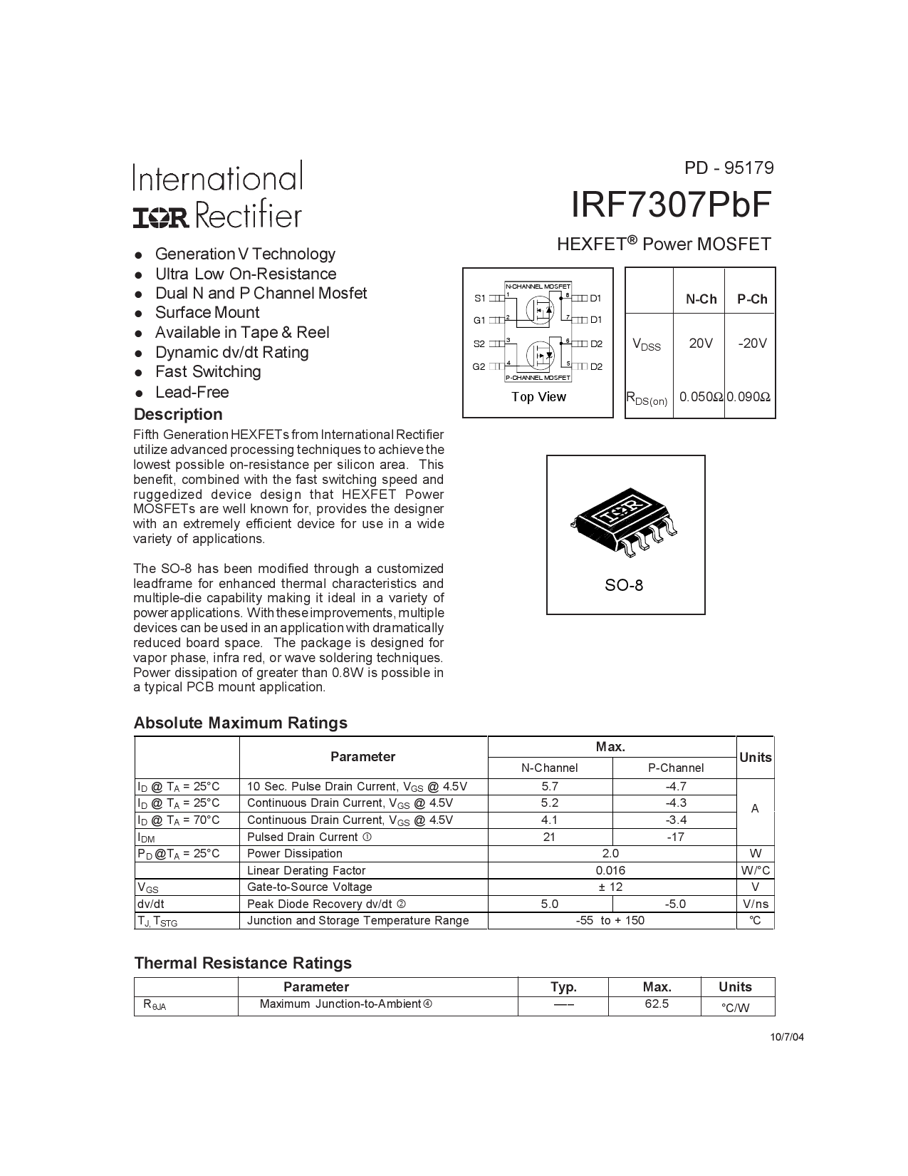 IRF7307TRPBF_（Infineon(英飞凌)）IRF7307TRPBF中文资料_价格_PDF手册-立创电子商城