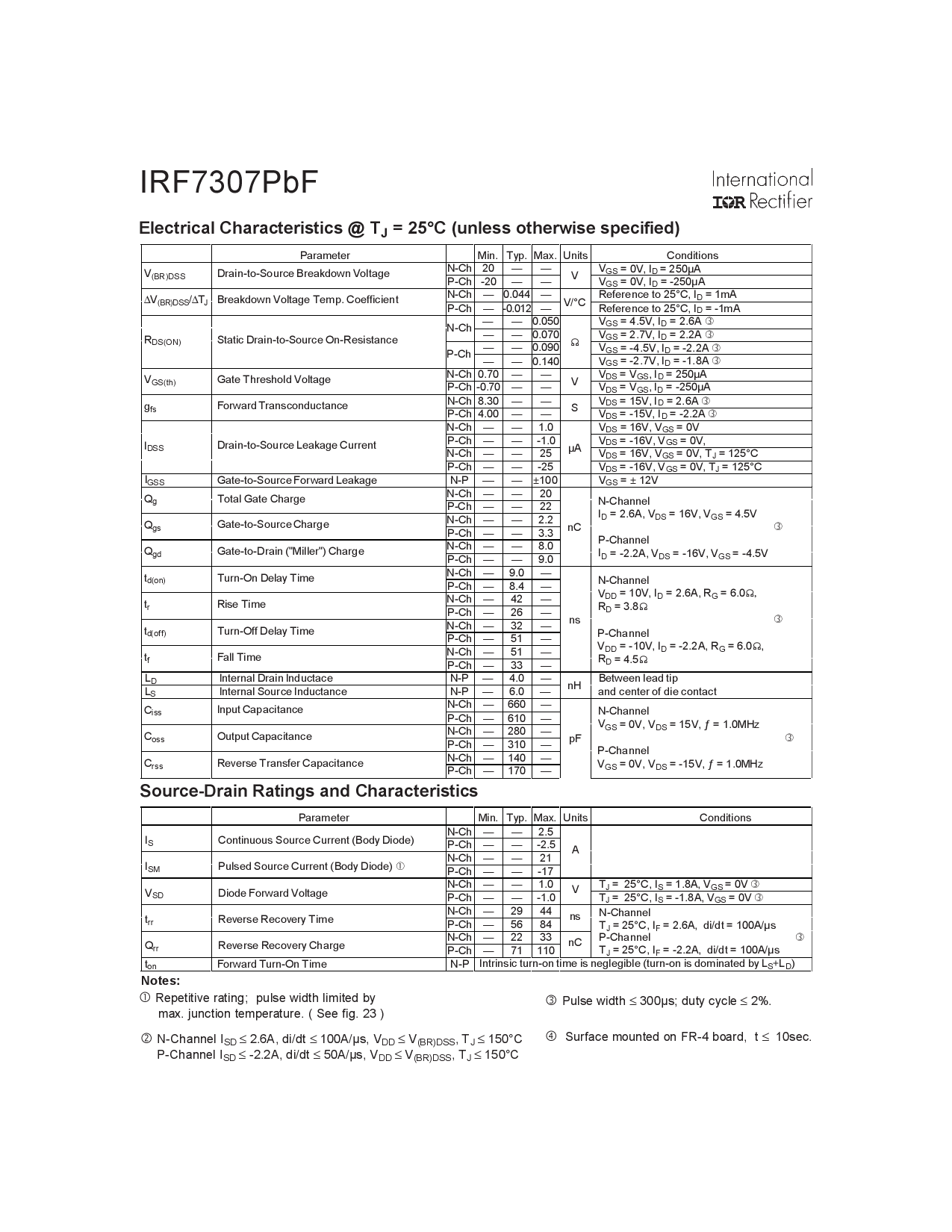 IRF7307TRPBF_（Infineon(英飞凌)）IRF7307TRPBF中文资料_价格_PDF手册-立创电子商城