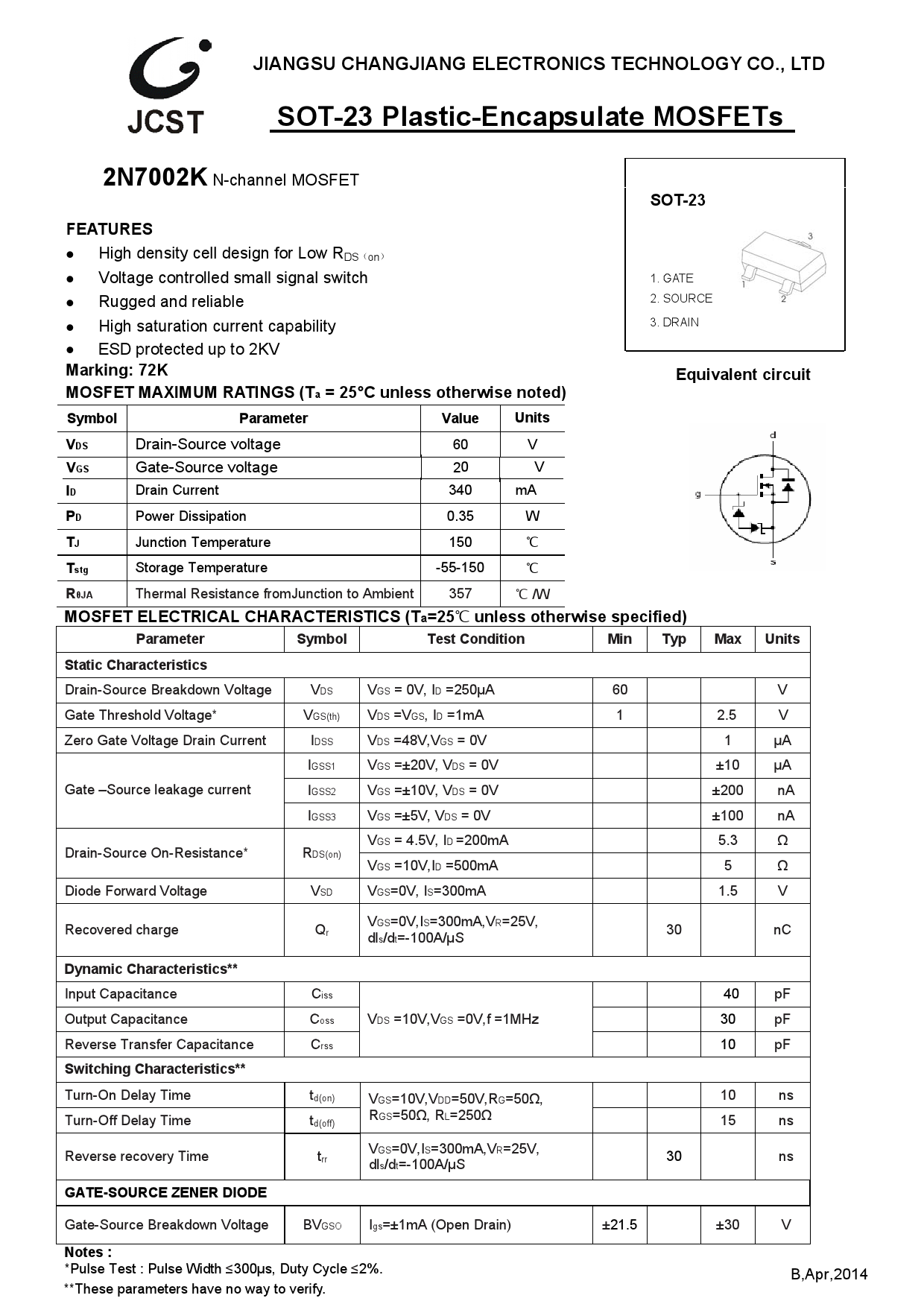 2N7002K 72K_（CJ(江苏长电/长晶)）2N7002K 72K中文资料_价格_PDF手册-立创电子商城