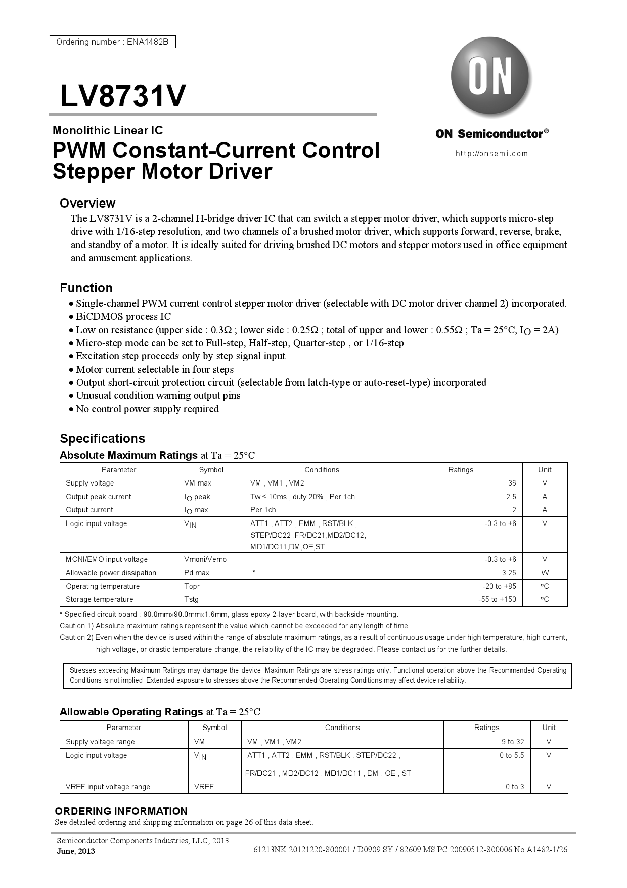 LV8731V-TLM-H_（onsemi(安森美)）LV8731V-TLM-H中文资料_价格_PDF手册-立创电子商城