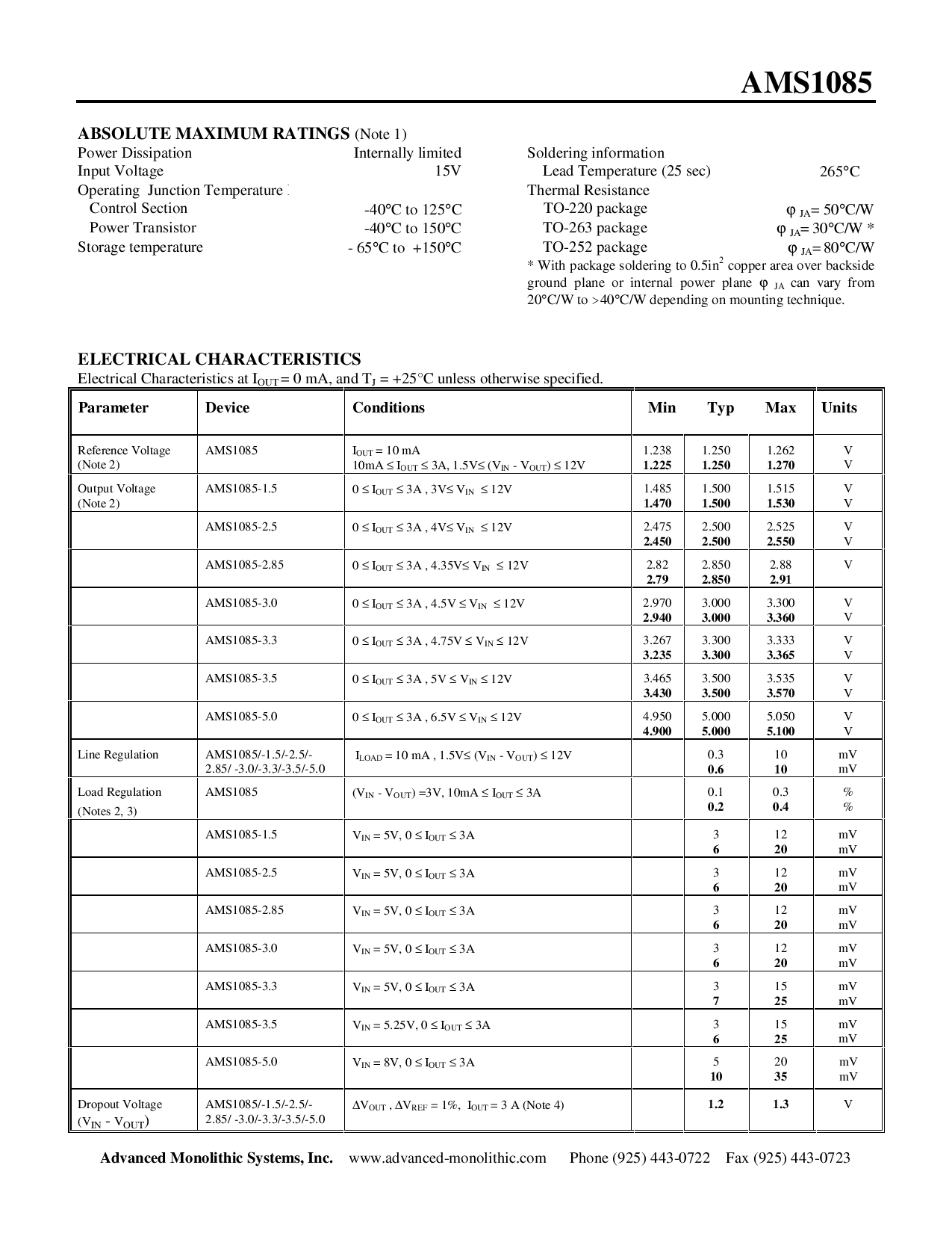 AMS1085CM-3.3_（AMS）AMS1085CM-3.3中文资料_价格_PDF手册-立创电子商城