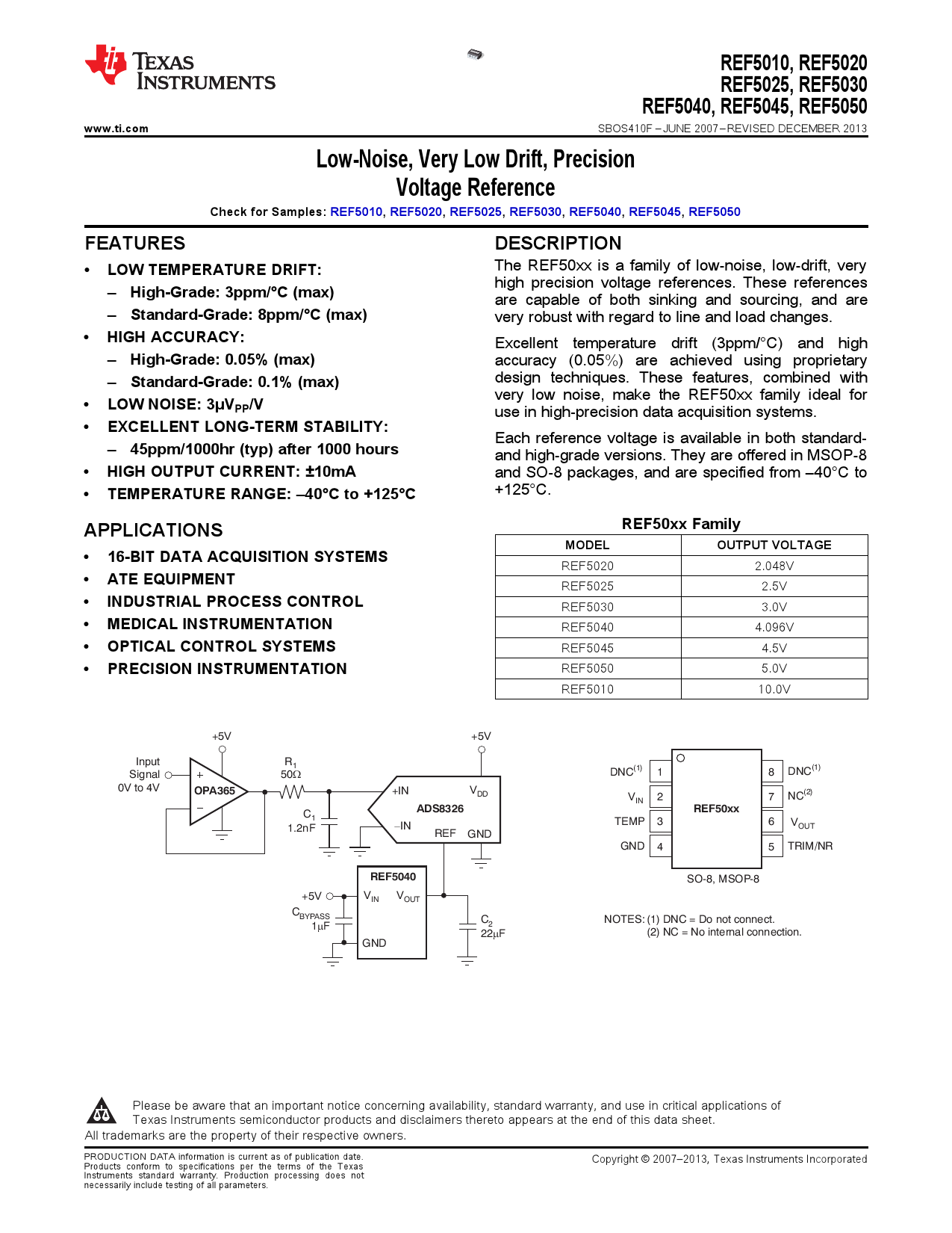 REF5040AIDR_（TI(德州仪器)）REF5040AIDR中文资料_价格_PDF手册-立创电子商城