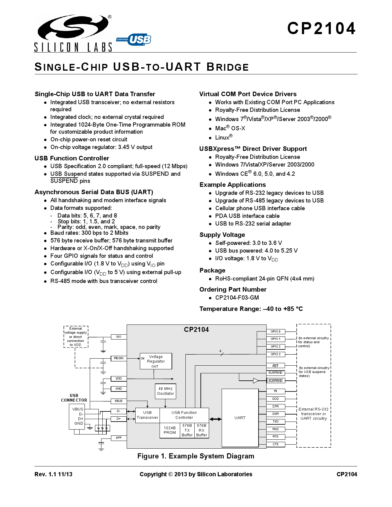 CP2104-F03-GMR_（SILICON LABS(芯科)）CP2104-F03-GMR中文资料_价格_PDF手册-立创电子商城