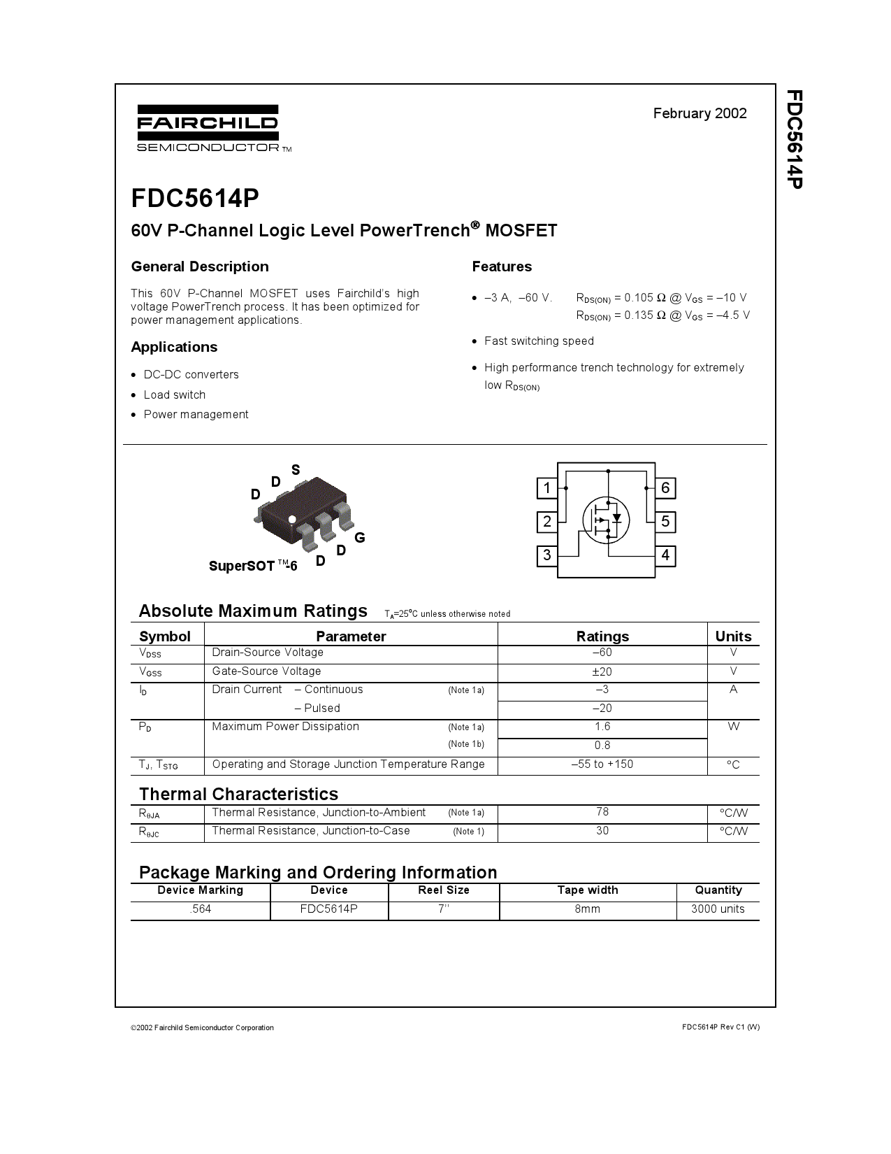 FDC5614P_（onsemi(安森美)）FDC5614P中文资料_价格_PDF手册-立创电子商城