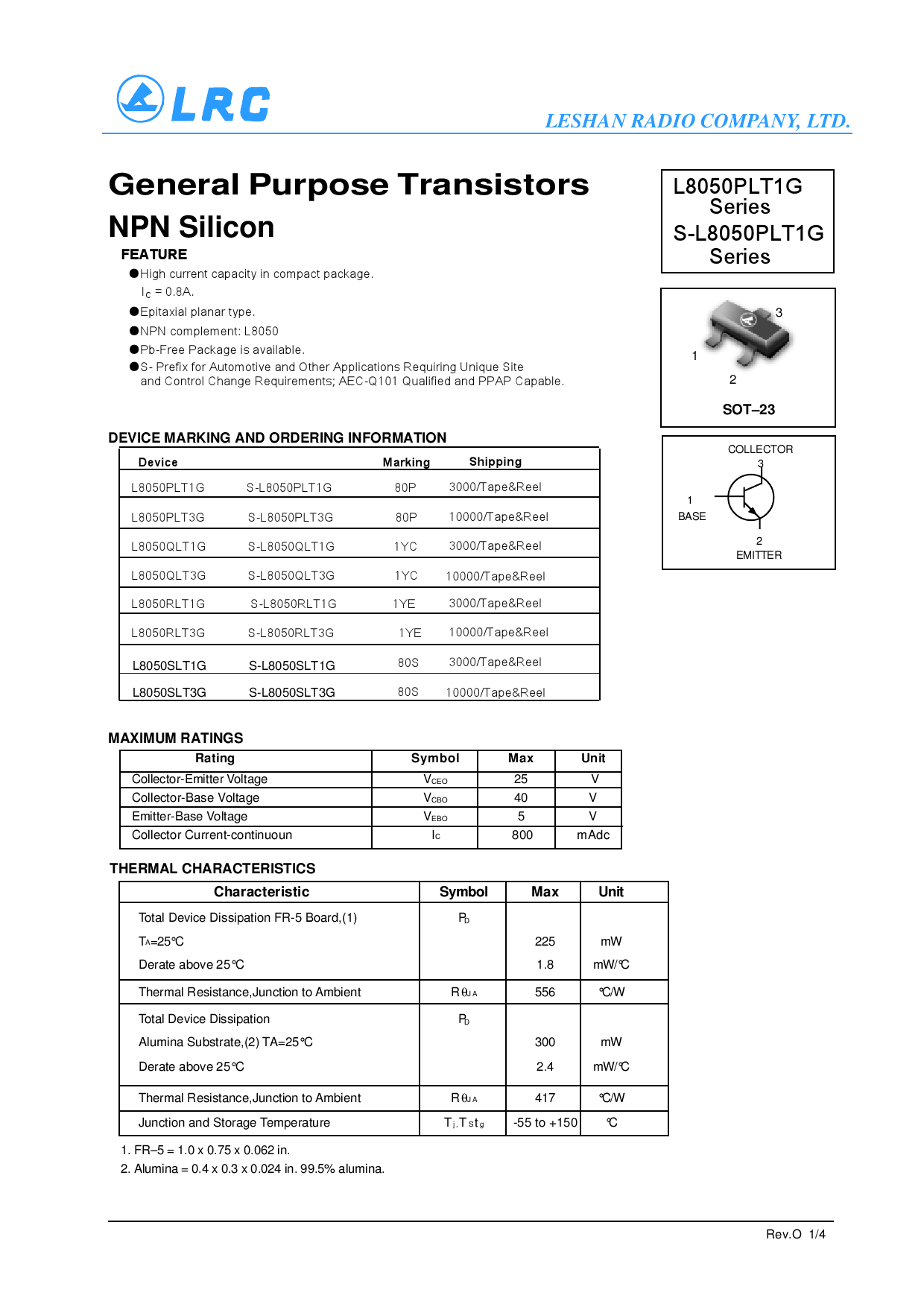 L8050QLT1G_（LRC(乐山无线电)）L8050QLT1G中文资料_价格_PDF手册-立创电子商城