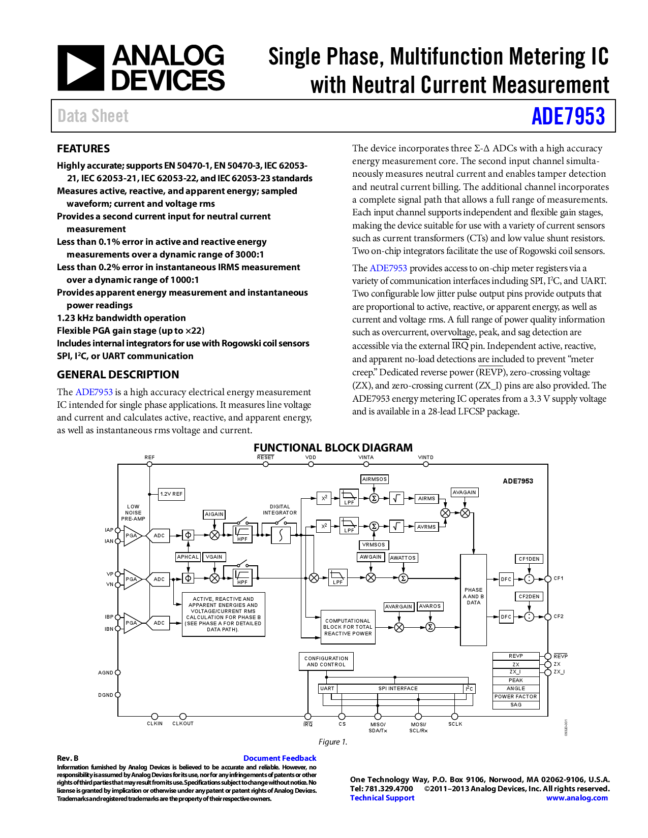 ADE7953ACPZ_（ADI(亚德诺)/LINEAR）ADE7953ACPZ中文资料_价格_PDF手册-立创电子商城
