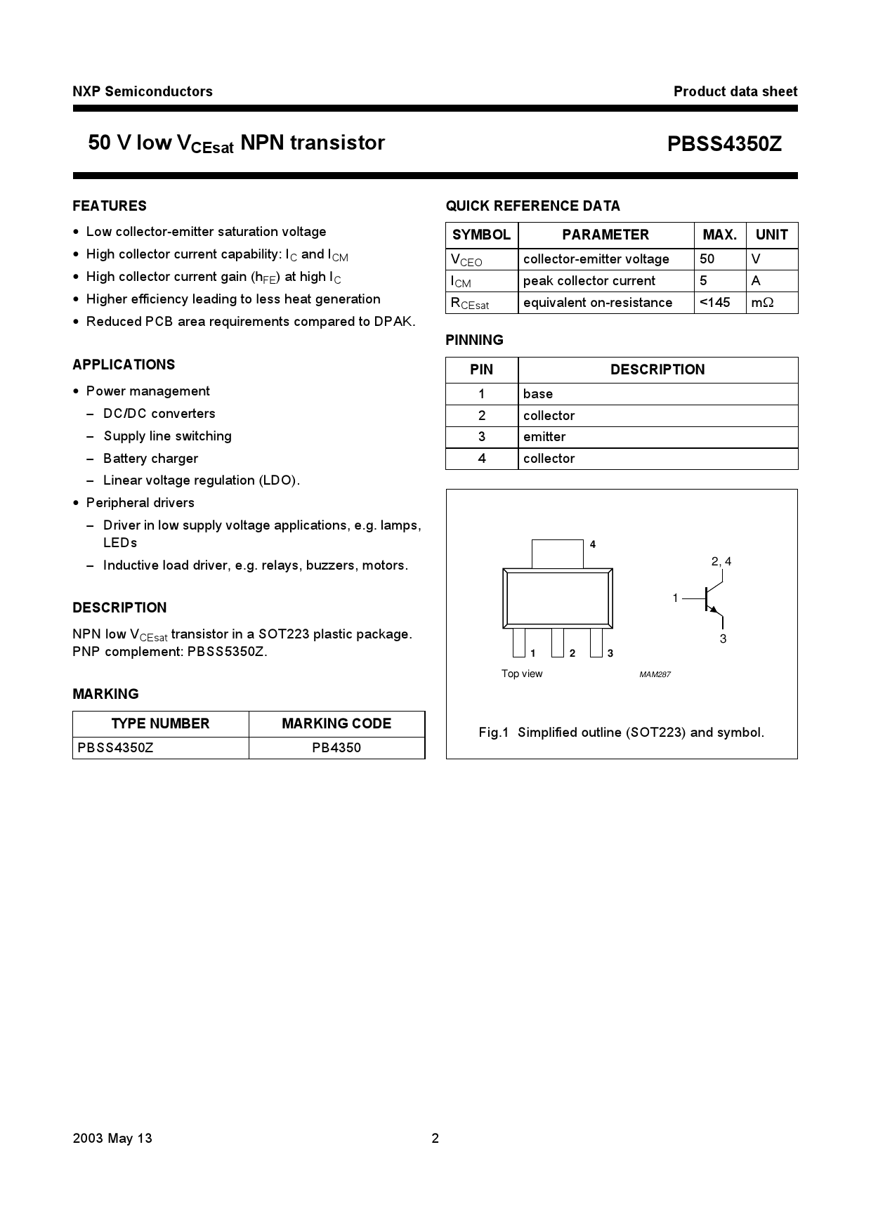 PBSS4350Z,135_（Nexperia(安世)）PBSS4350Z,135中文资料_价格_PDF手册-立创电子商城