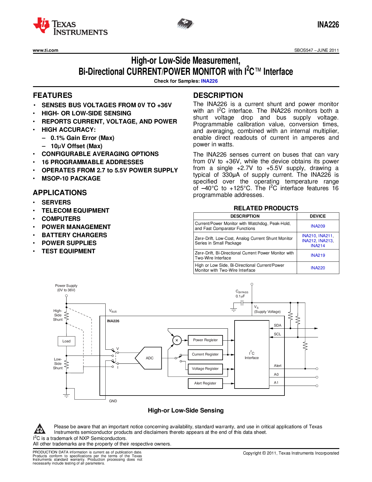 INA226AIDGSR_（TI(德州仪器)）INA226AIDGSR中文资料_价格_PDF手册-立创电子商城