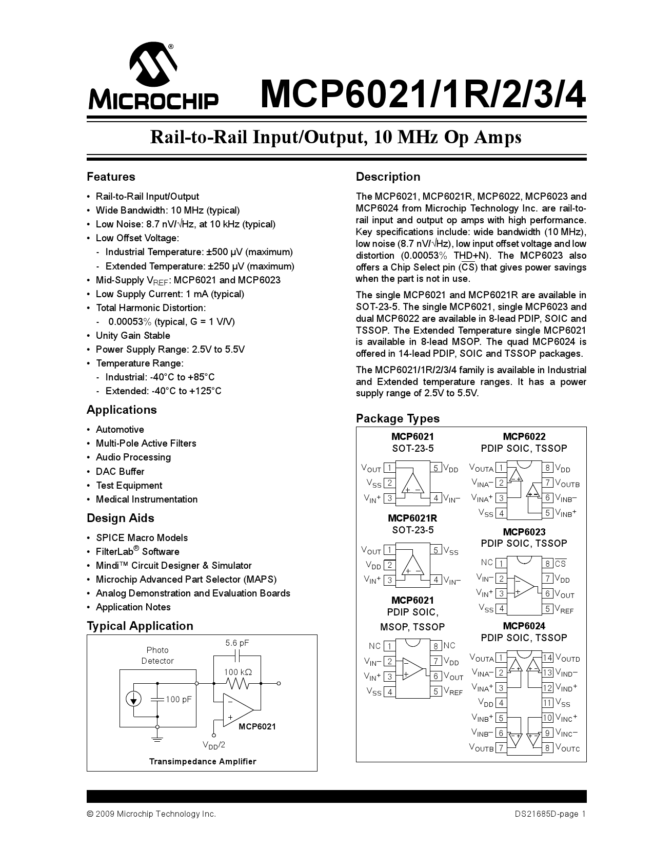 MCP6021T-E/OT_（MICROCHIP(美国微芯)）MCP6021T-E/OT中文资料_价格_PDF手册-立创电子商城