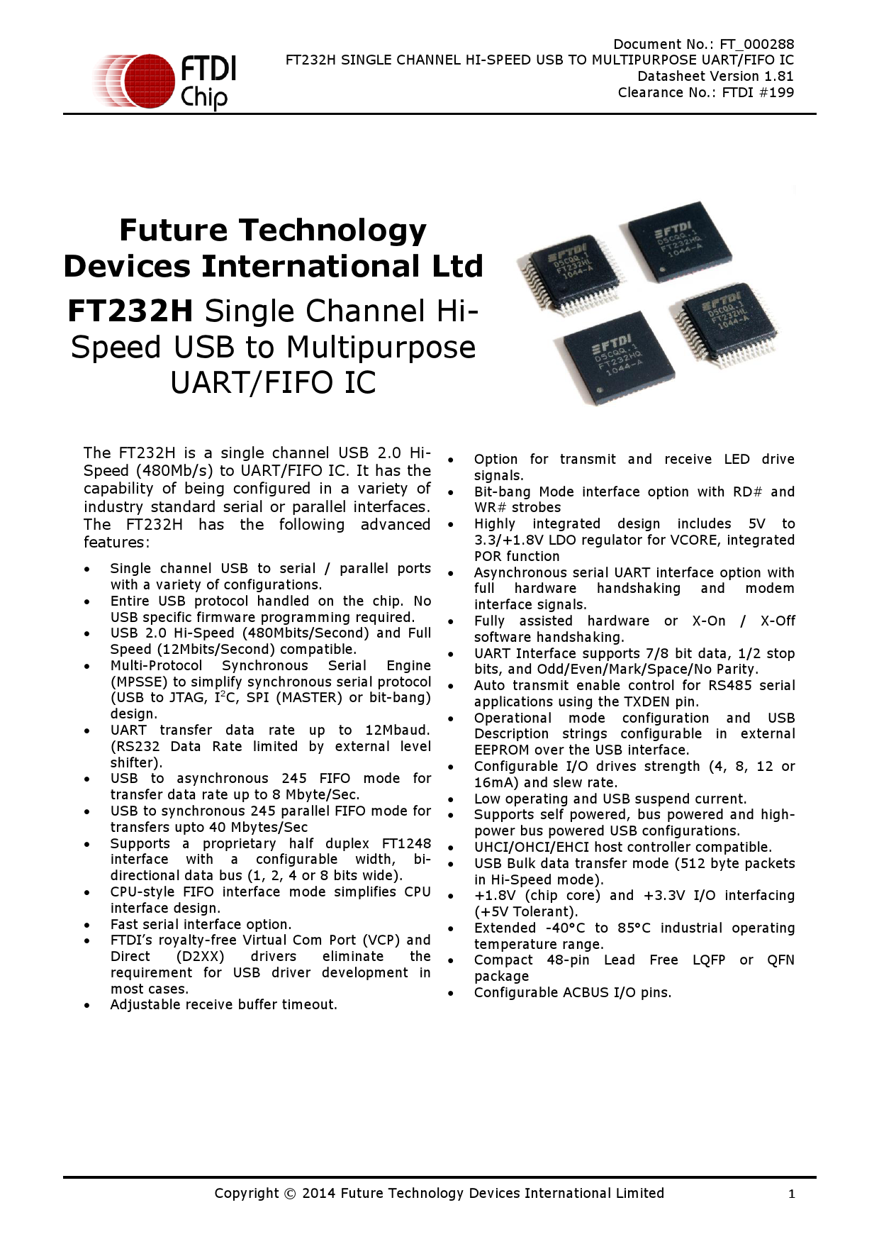 FT232HL-REEL_（FTDI(飞特帝亚)）FT232HL-REEL中文资料_价格_PDF手册-立创电子商城