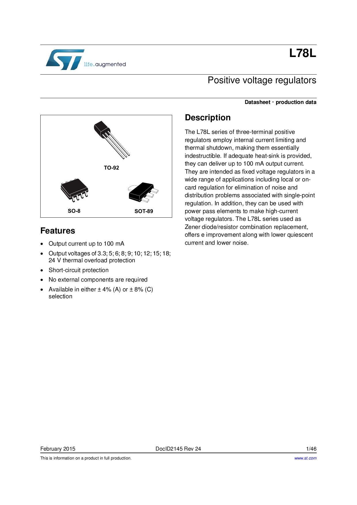L78L05ABUTR_（ST(意法半导体)）L78L05ABUTR中文资料_价格_PDF手册-立创电子商城